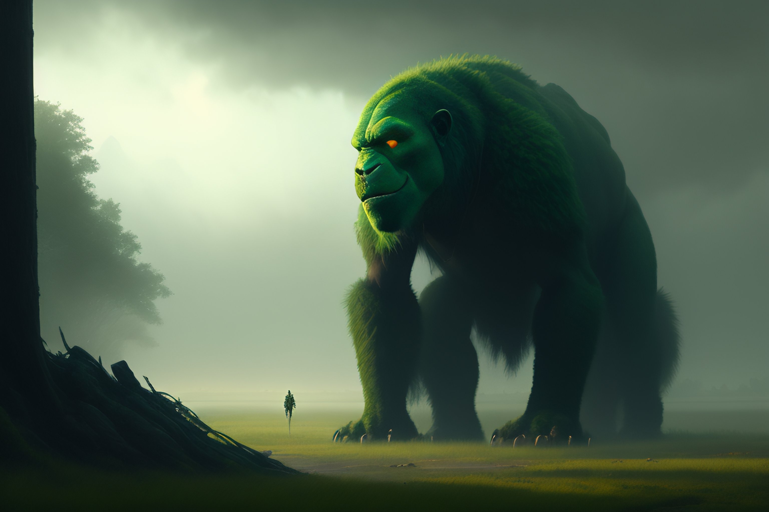 Lexica - A portrait of an exhausted bipedal green monster, dark fantasy ...