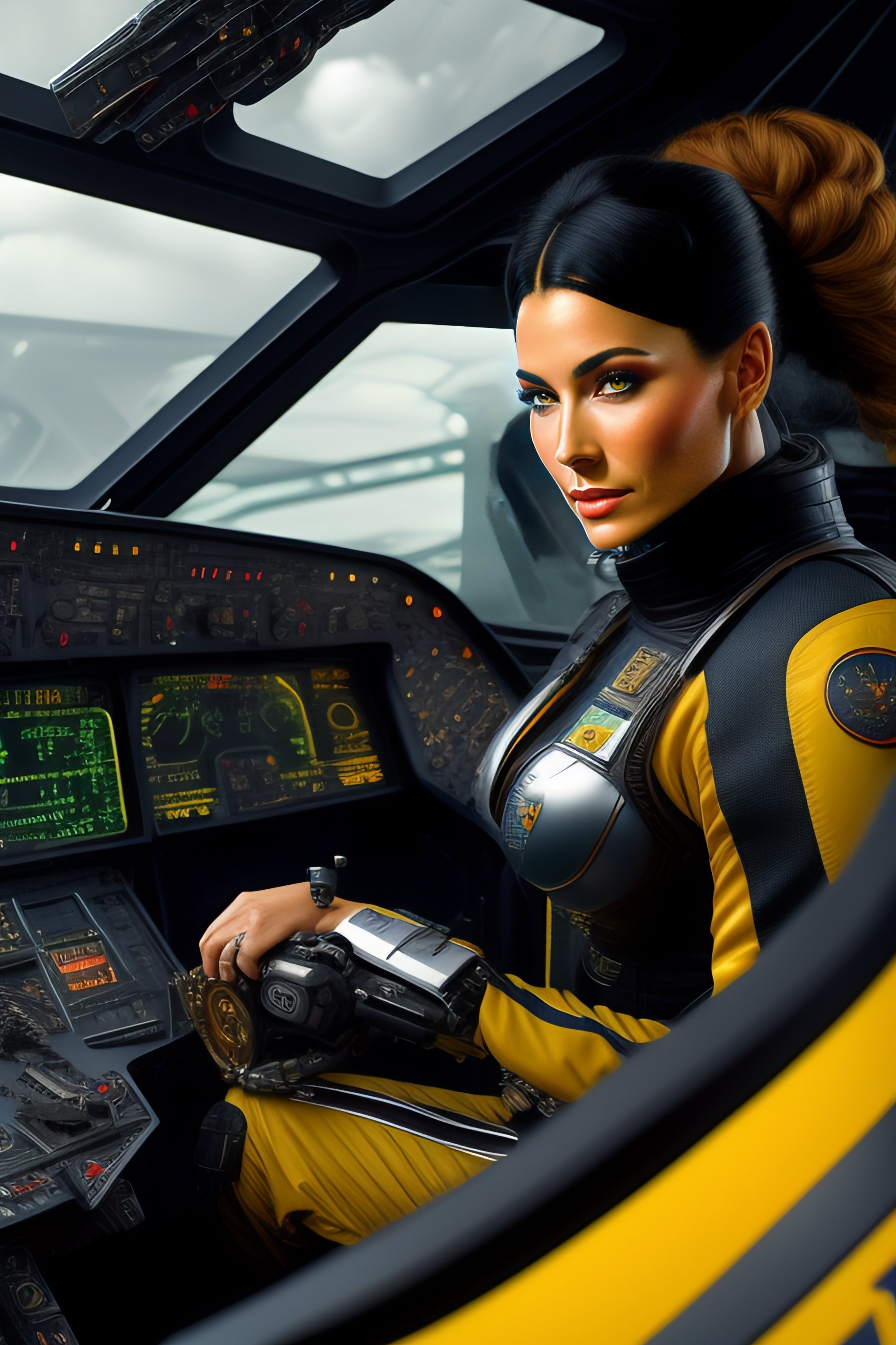 Lexica - A cyborg pilot and a detailed maximalist interior cockpit ...
