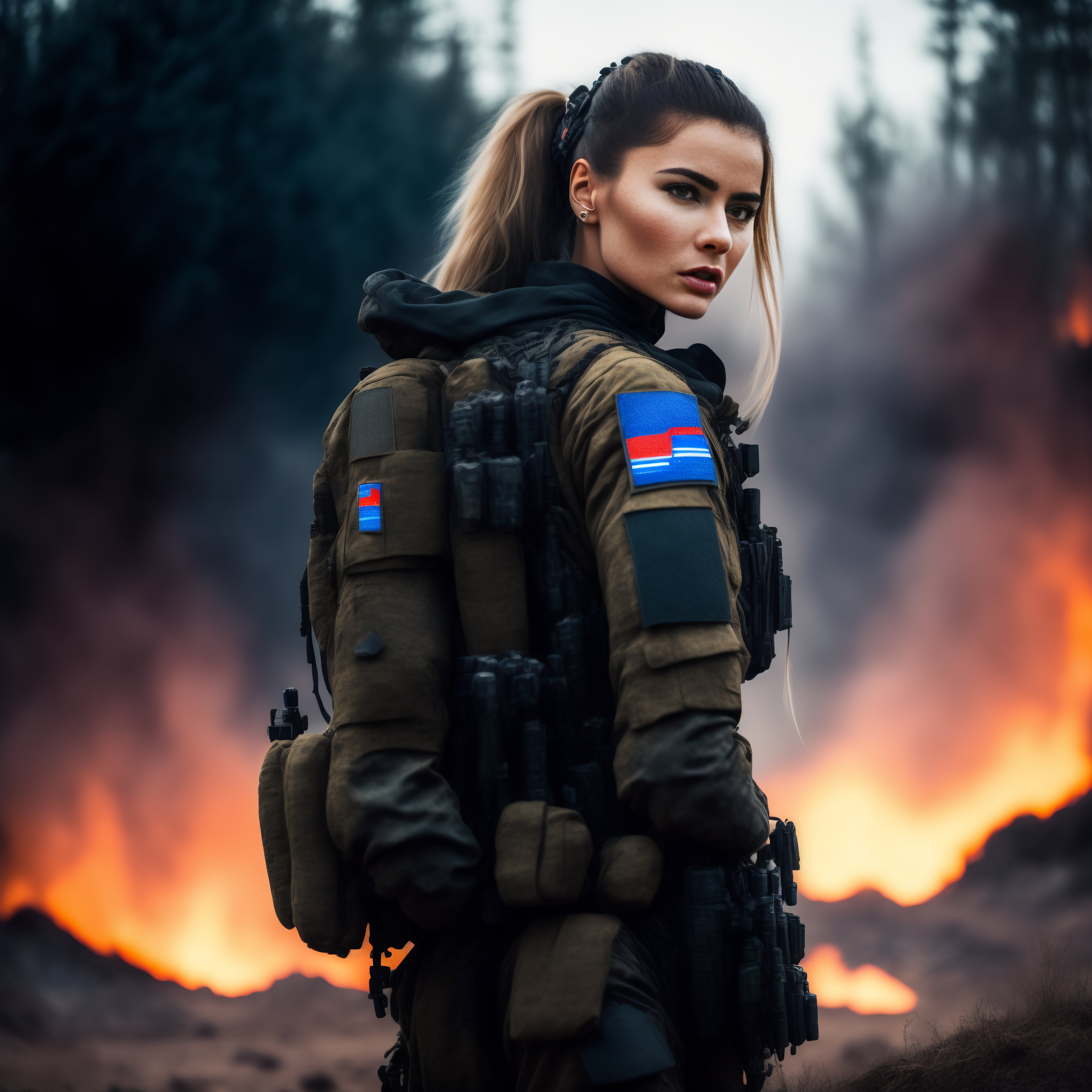 Lexica - A cyber beautiful Russian girl warrior in a burnt land ...