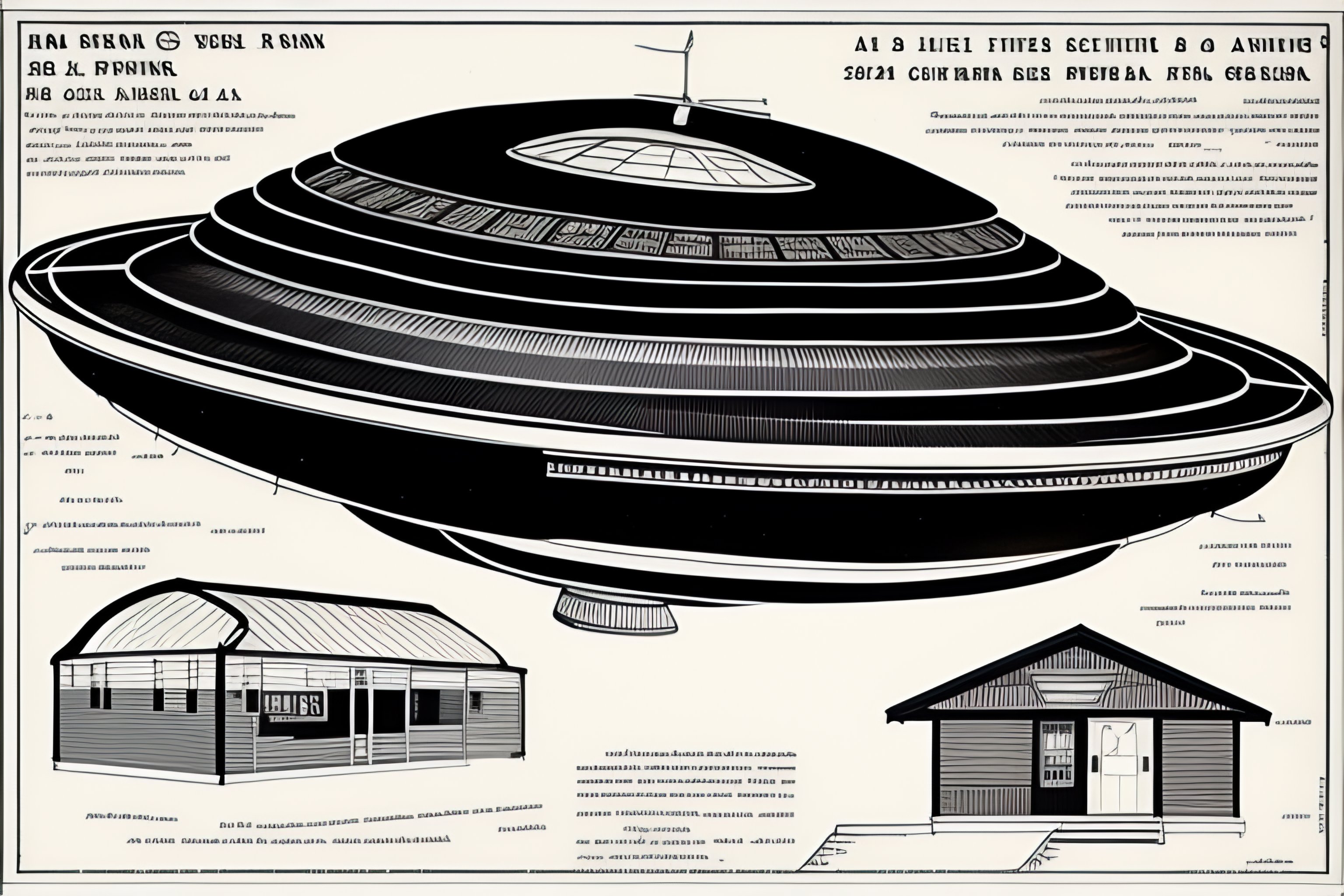 Lexica - Floor plan for building a flying saucer, includes details of ...