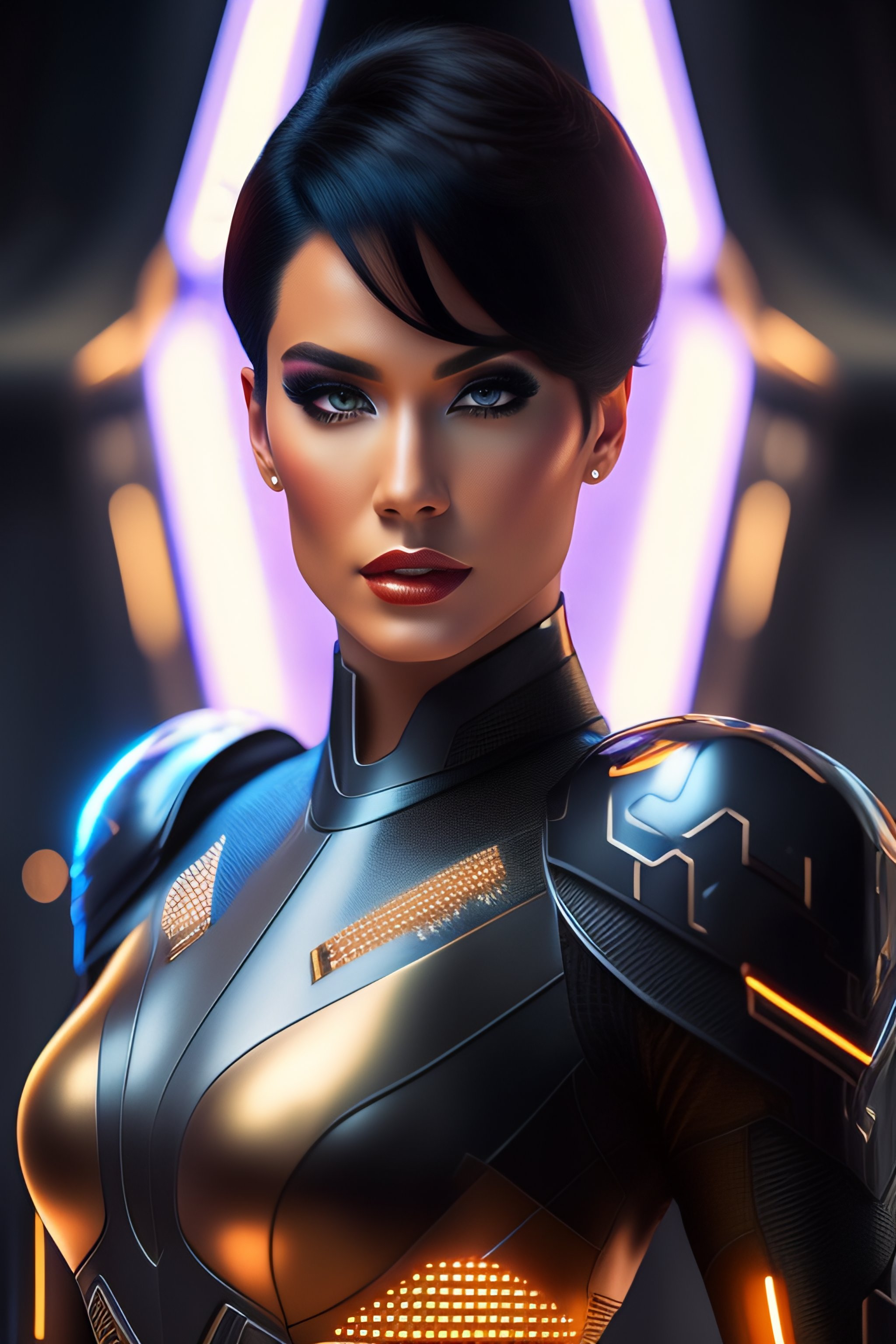 Lexica - Full body portrait of a tron legacy girl Quorra, short bob ...