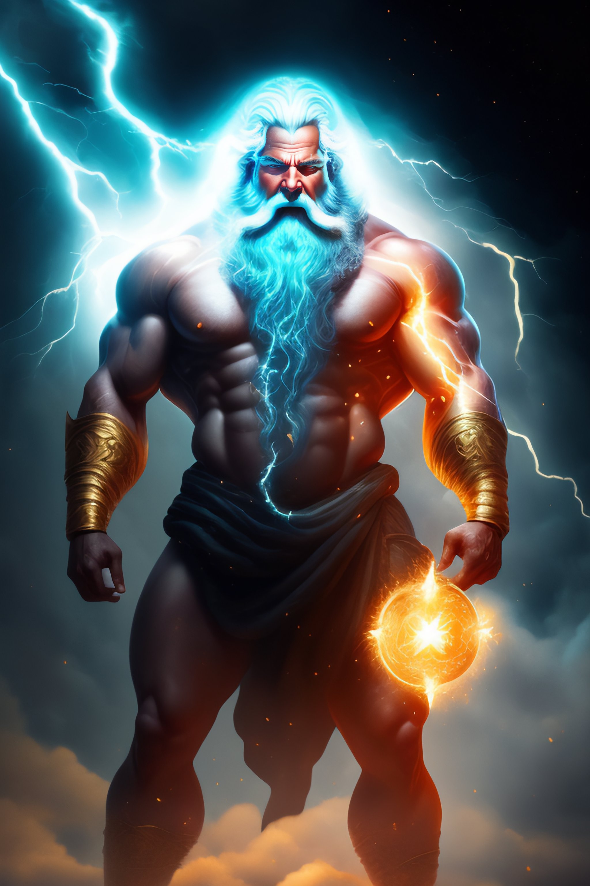 Lexica - Old god zeus, in heaven, with atletic body, angry, throwing ...