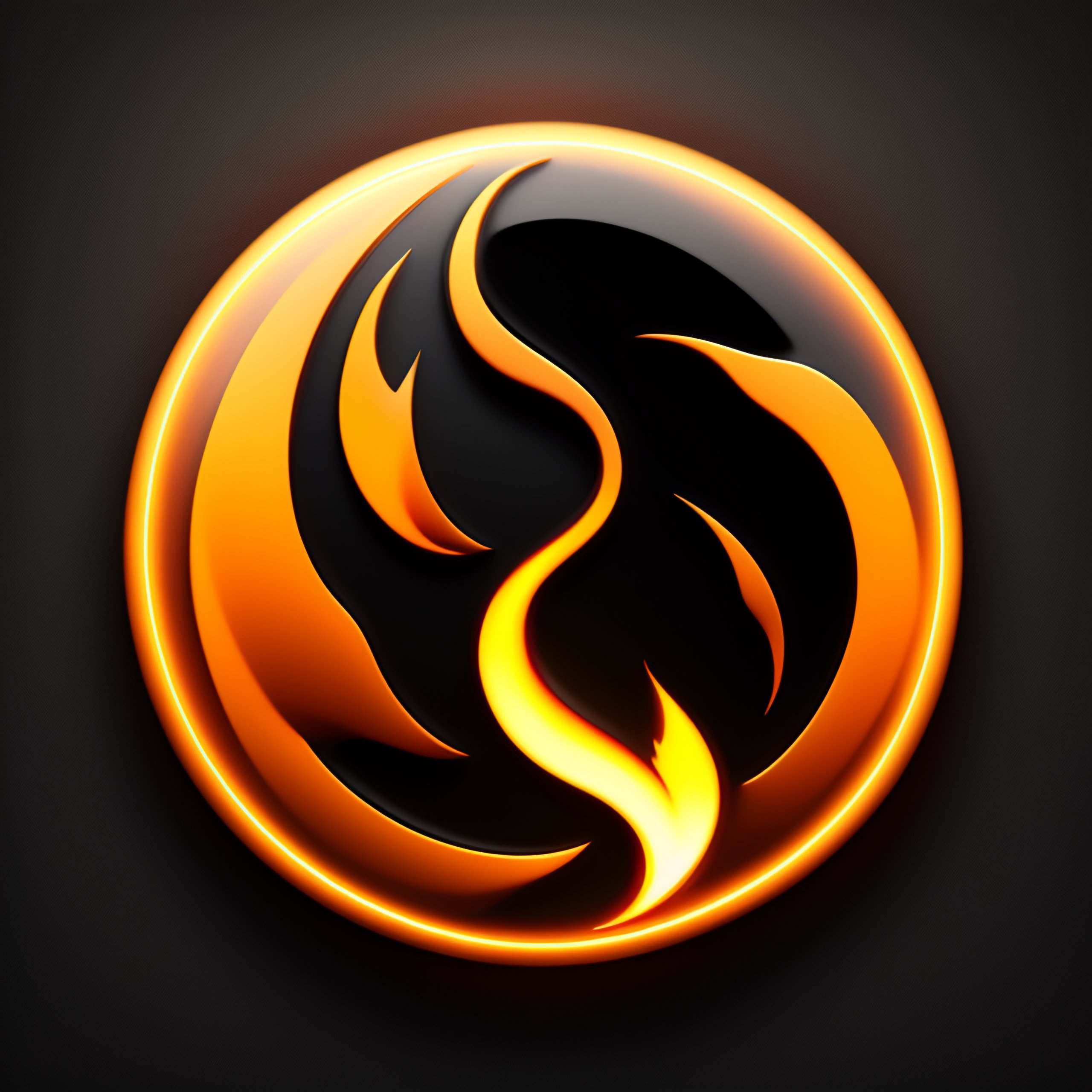 Lexica - Stylized flame in circle shape, black background