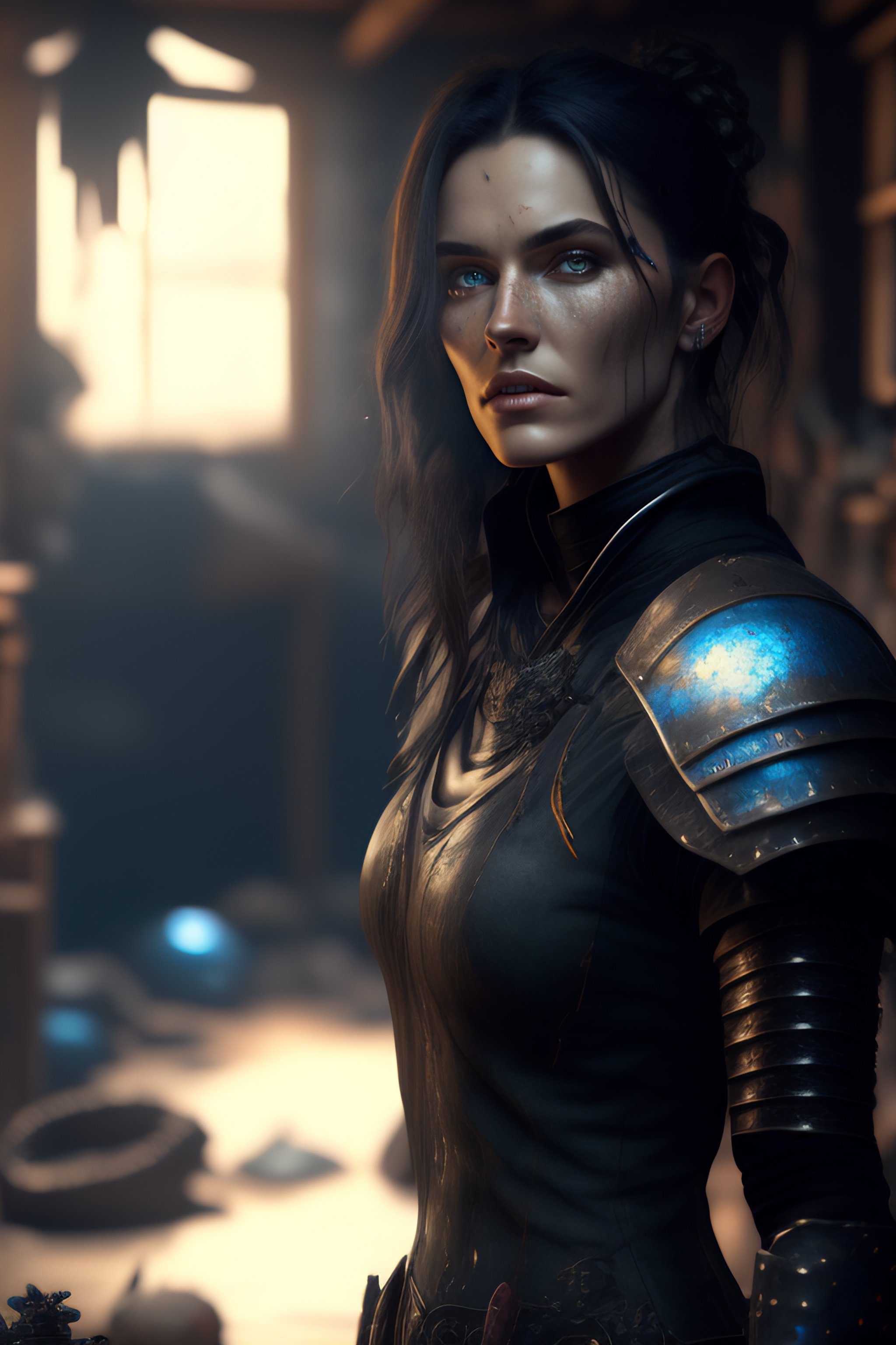 Lexica - Dark and gloomy full body 8k unity render, female cyborg, Blue ...