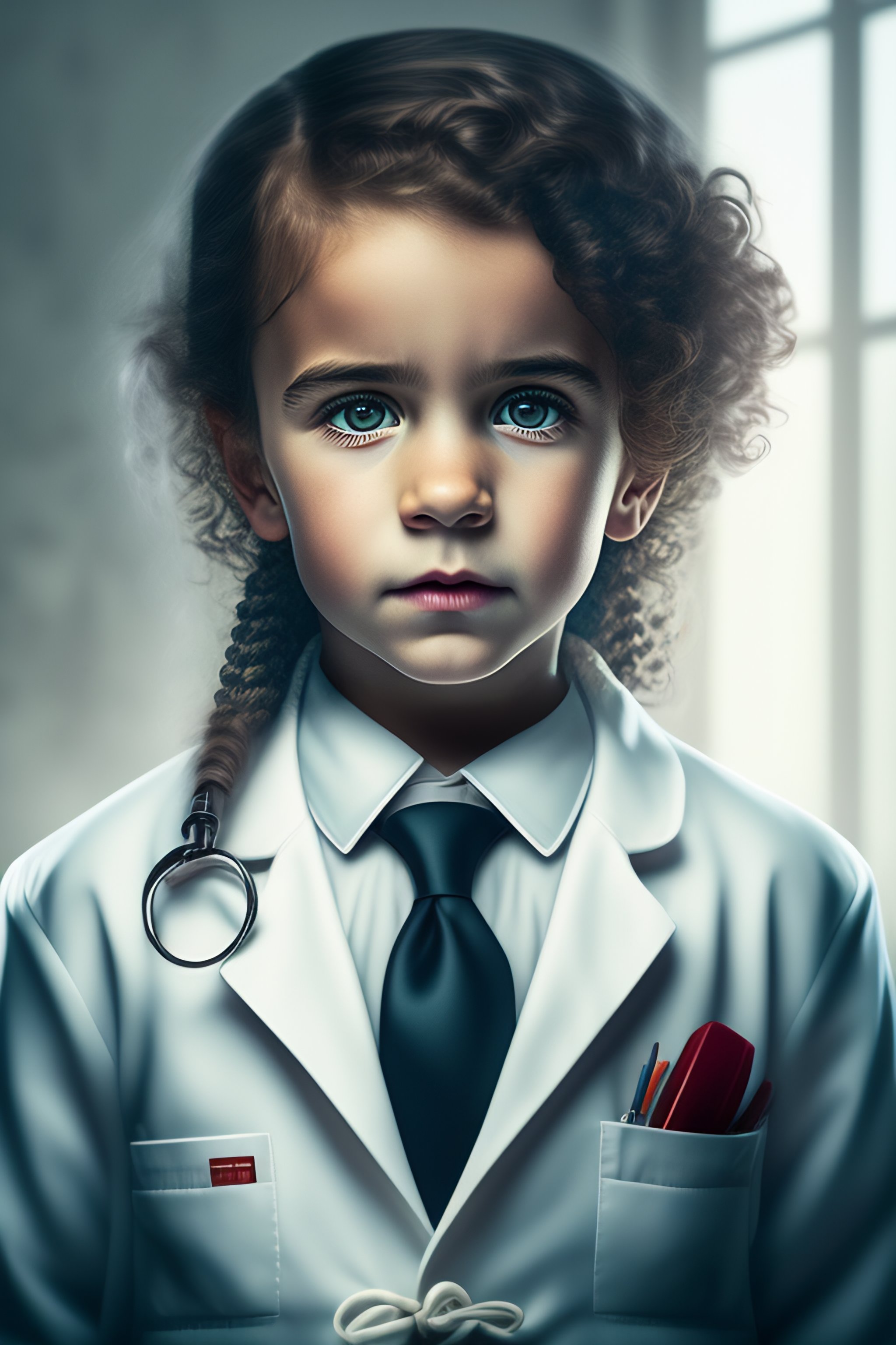 Lexica - An old mad scientist in a children's style in a white coat and ...