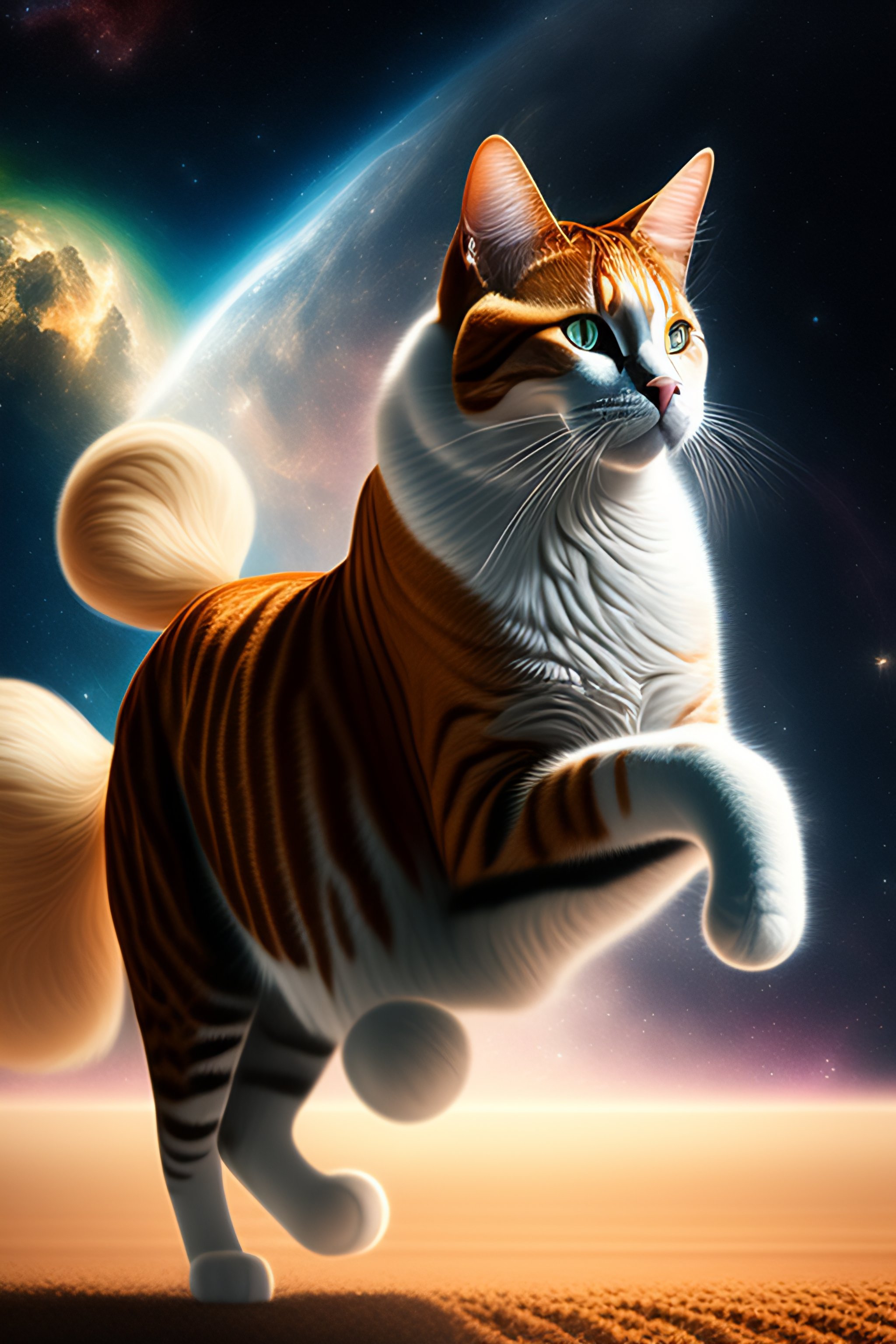 Lexica - Cat riding a horse in space, hyper-realistic
