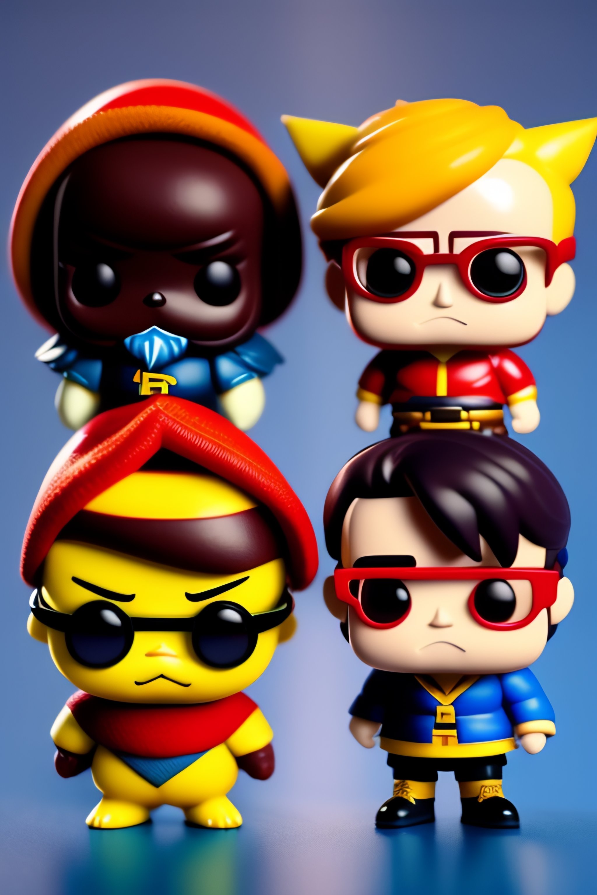 Lexica - A cute, 3d rendered funko pop style battle between three ...