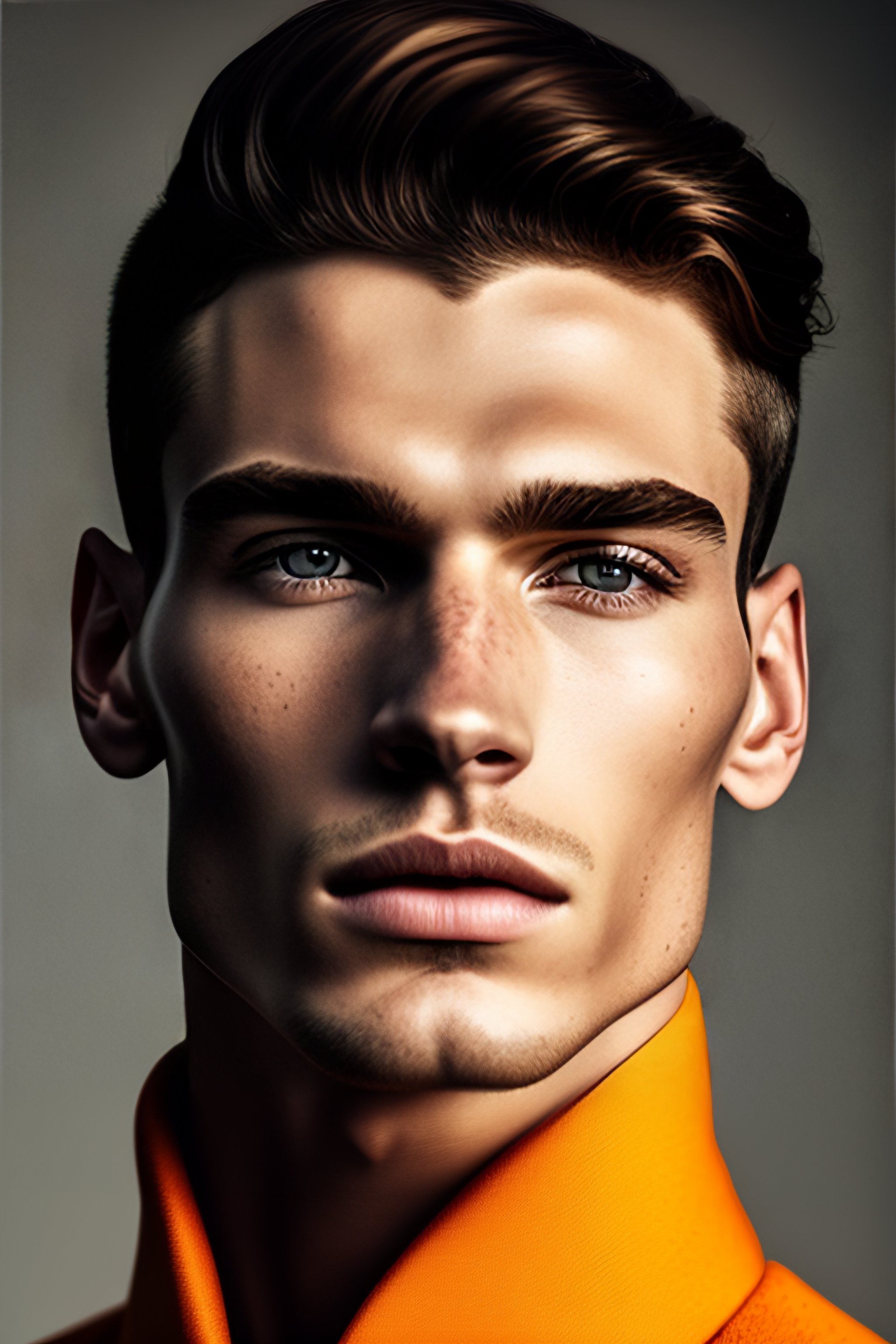 Lexica - A photo close-up of a handsome man with freckles, fashion ...