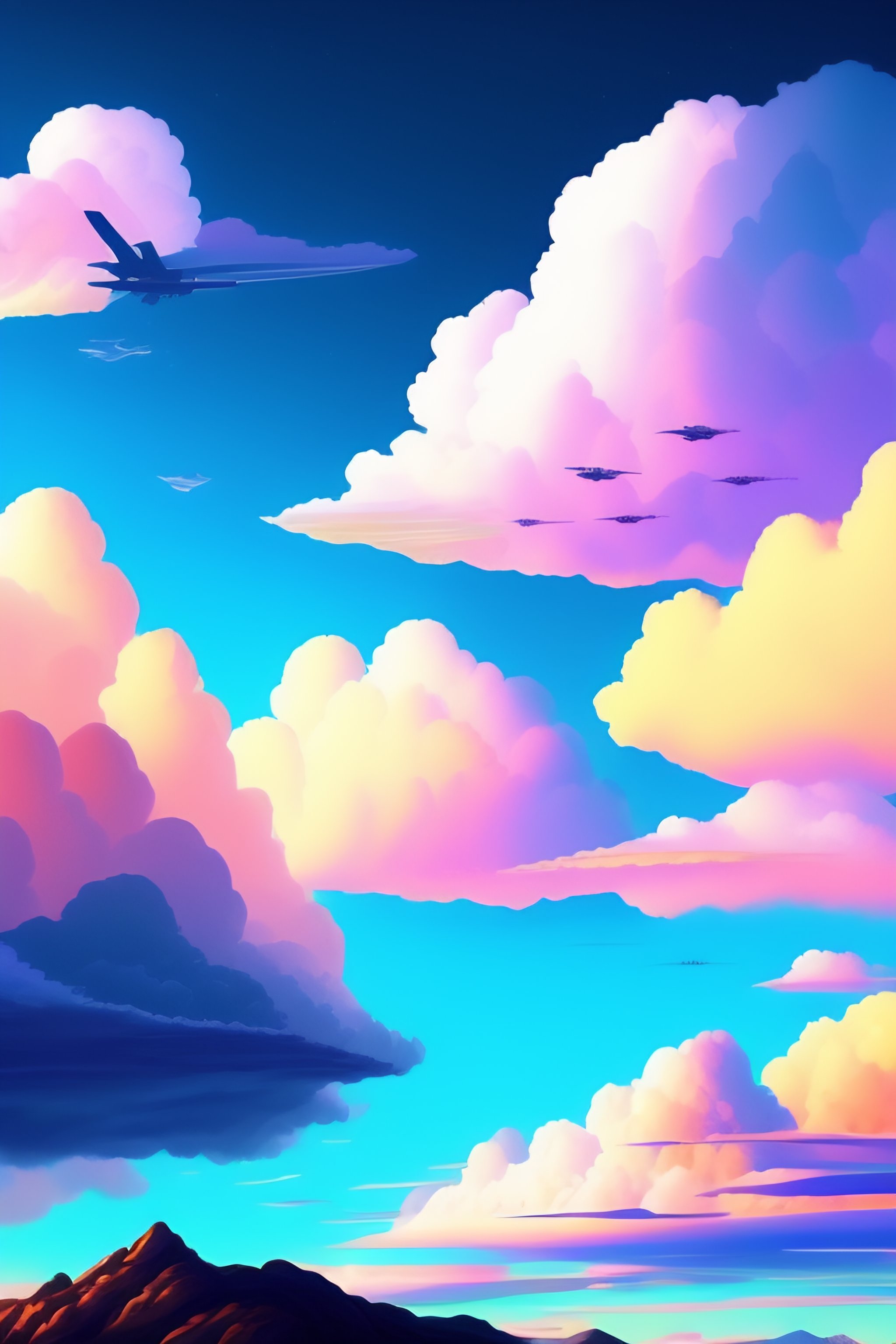 Lexica - Clouds, anime background