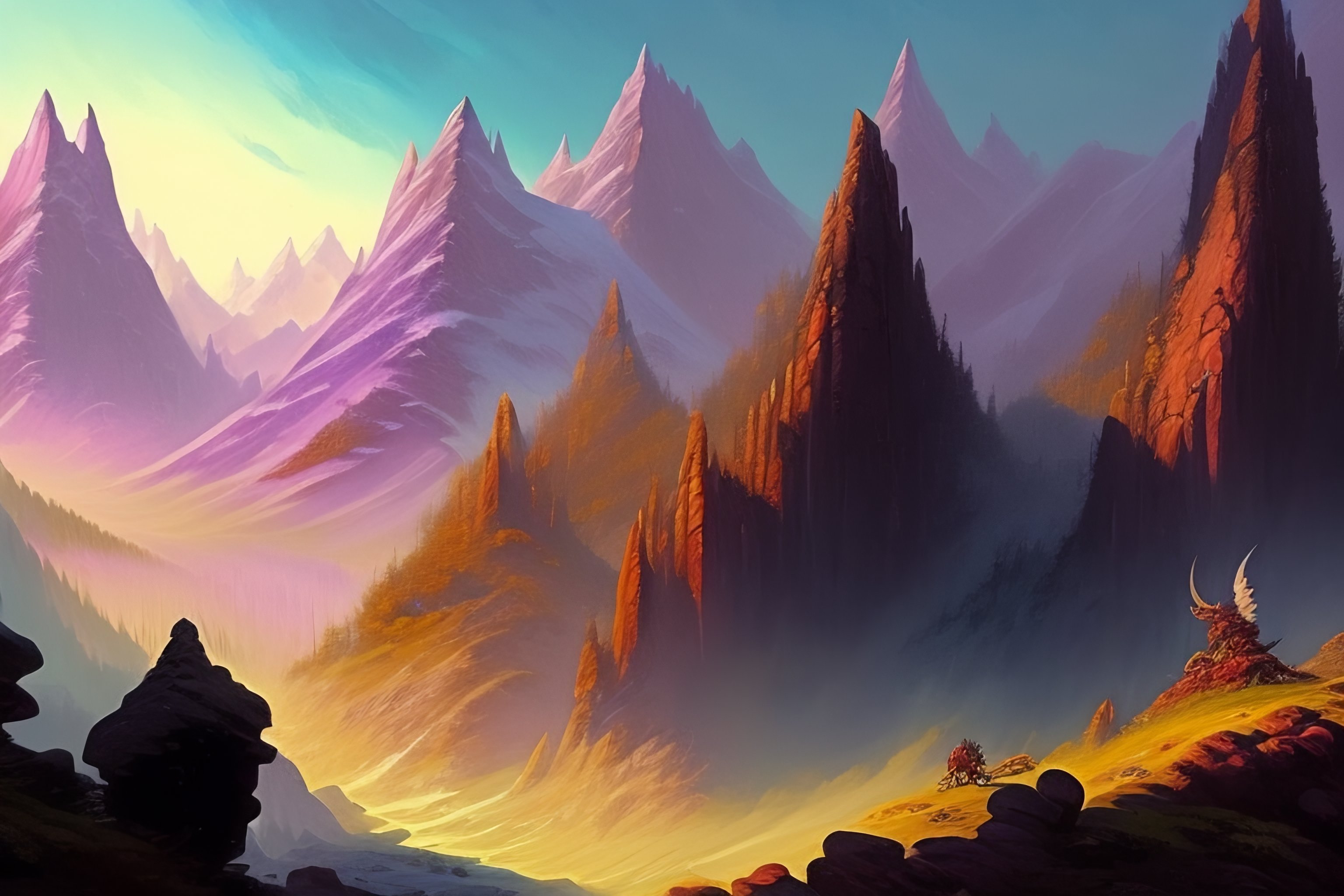 Lexica - Mountain Trolls attacking, style of Frank Frazetta, Brom ...