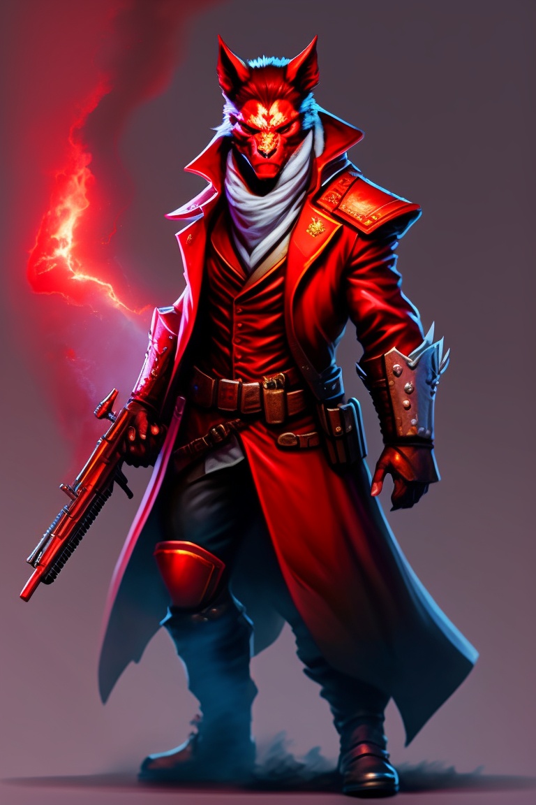 Lexica - Werewolf hunter with rifle red pallete, arkham horror, lovecraft