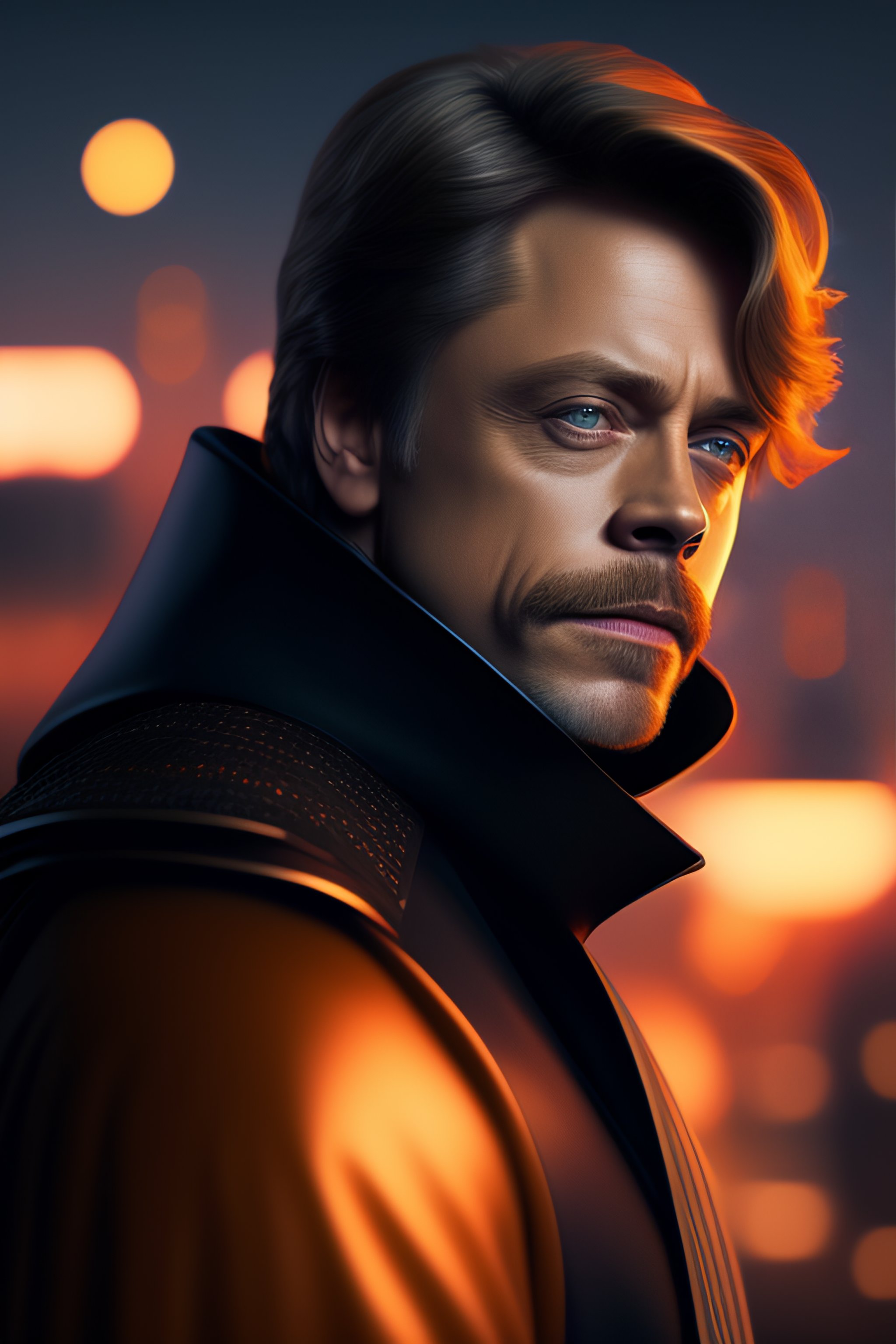 Lexica - Portrait of young mark hamill wearing a black jedi tunic on a ...