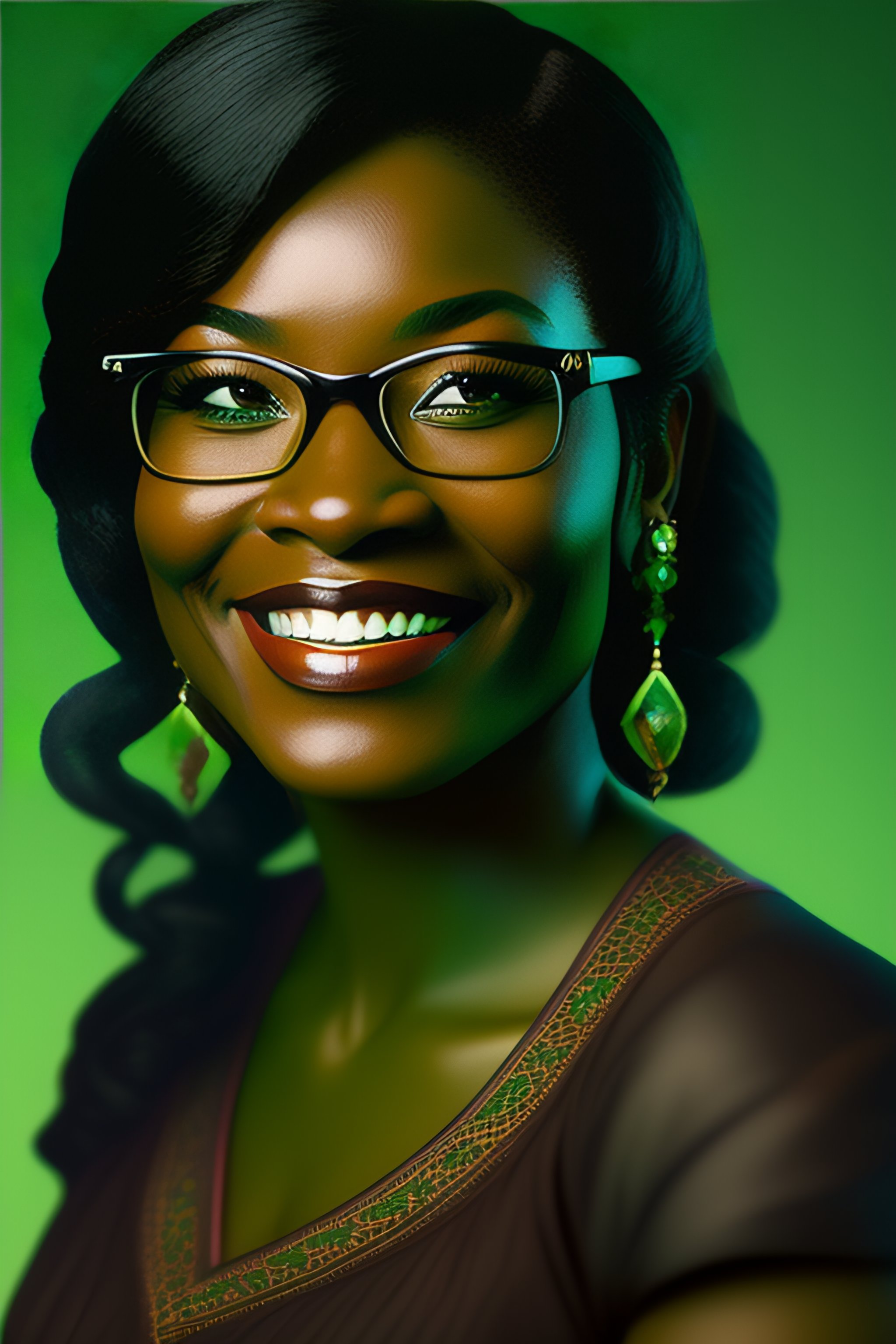 Lexica - A well-drawn friendly kind dark-green orc with a kind smile ...