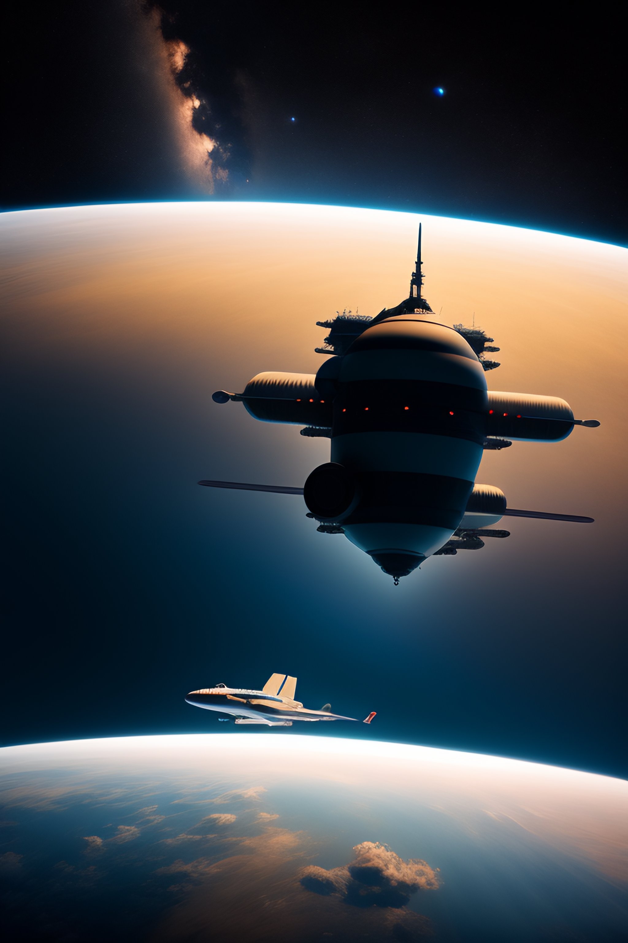 Lexica - 1963 space station, in the style of Stanley Kubrick, Blake 7 ...