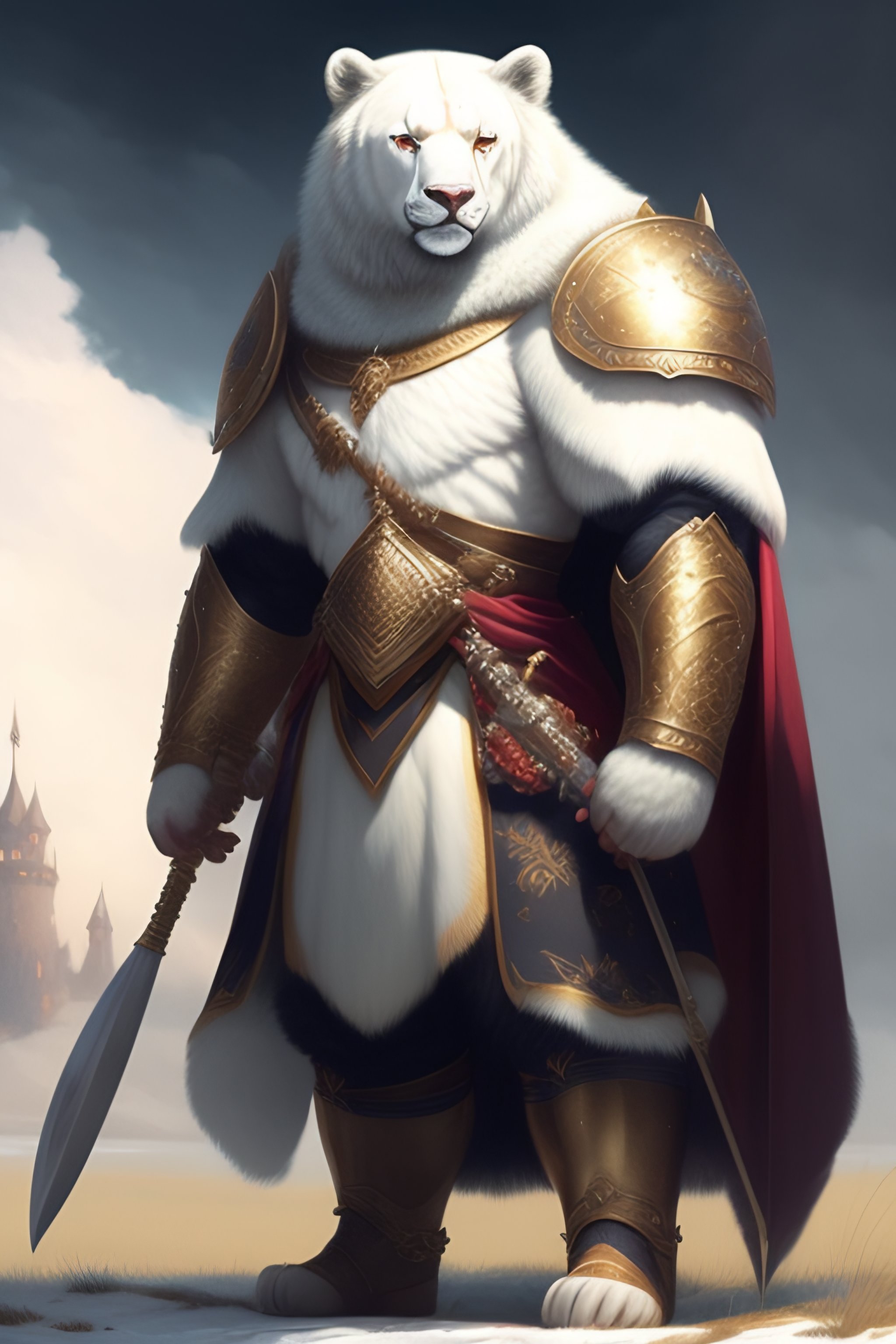 Lexica - A masterpiece digital painting of a white bear in medieval ...