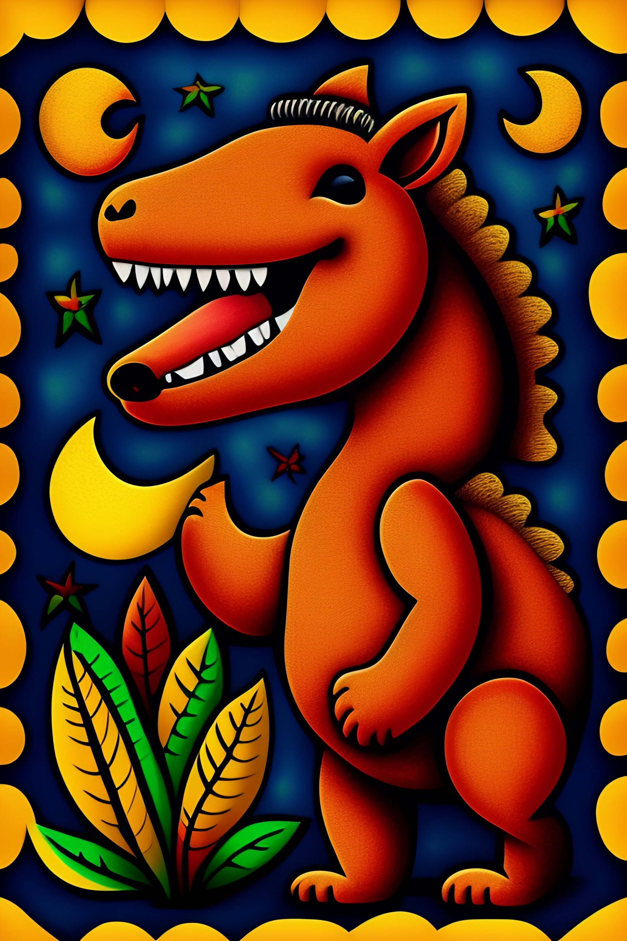 Lexica - Hand drawn children illustration of a dinasur