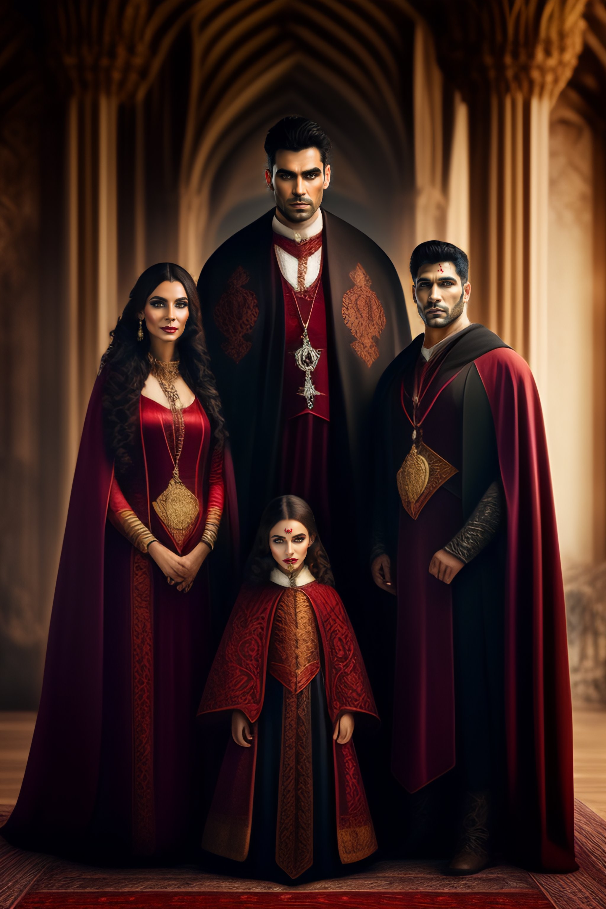 Lexica - Vampire family portrait, full body, tapestry, sculpture ...