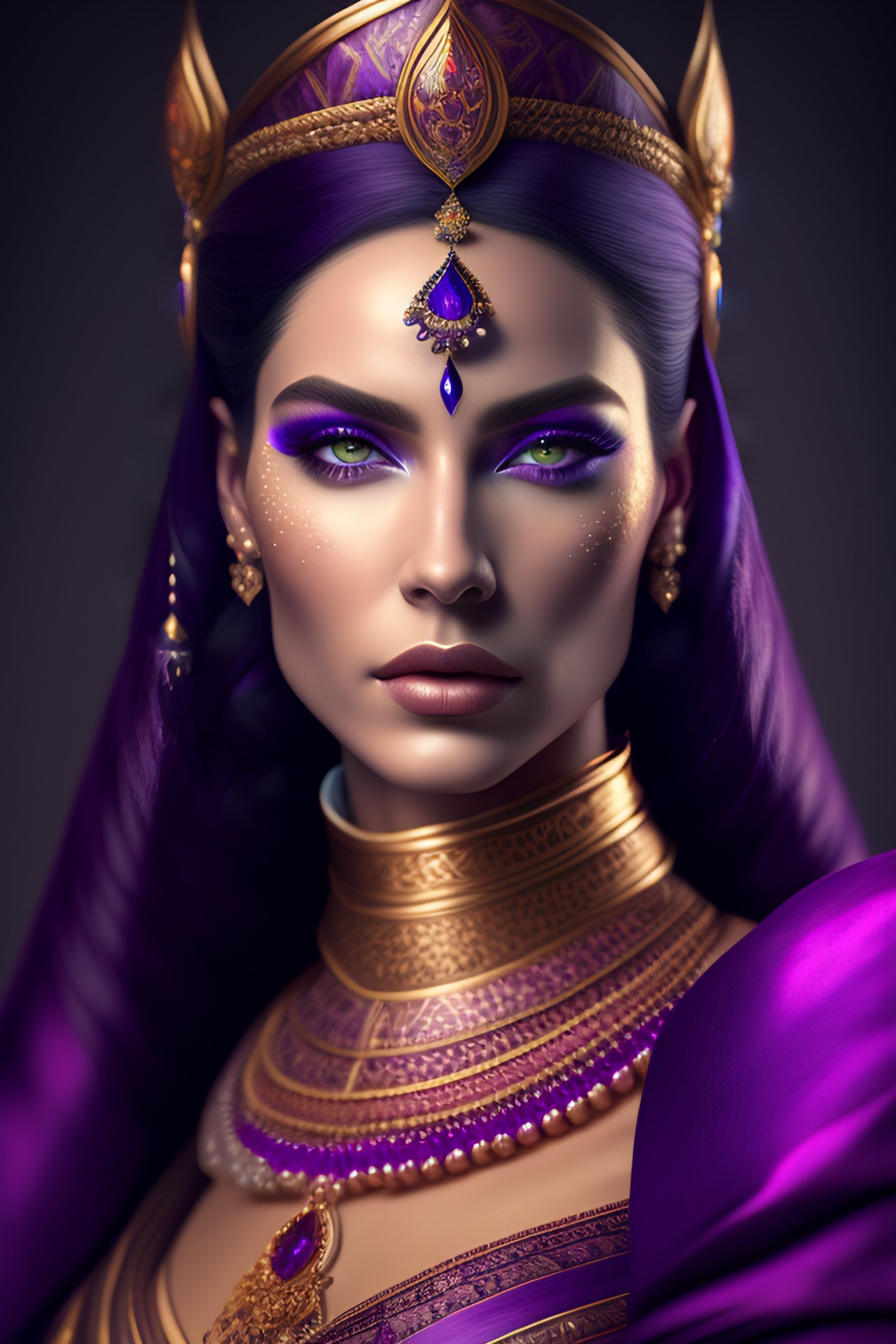 Lexica - A beautiful purple empress portrait, with a brilliant ...