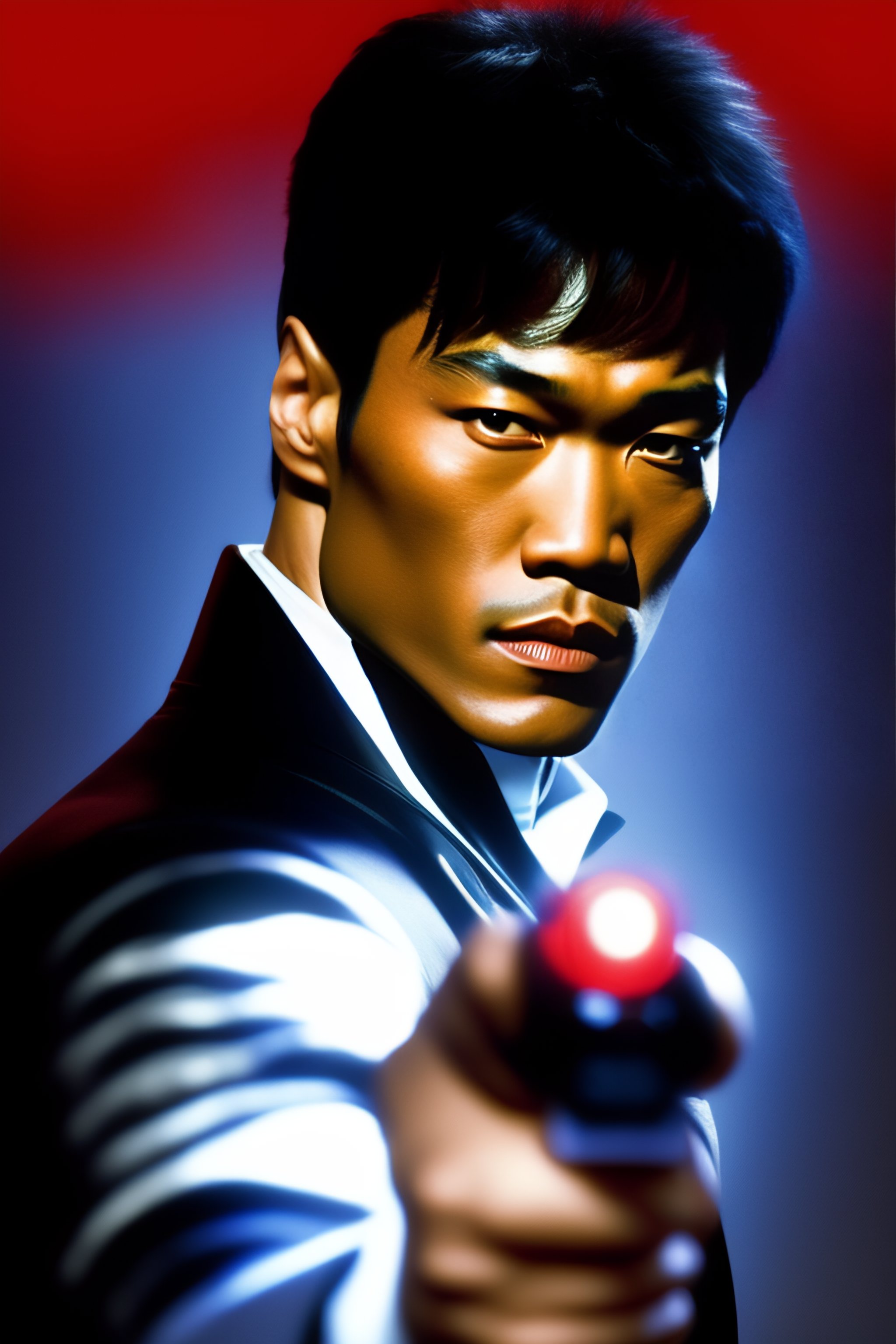 Lexica - Morpheus from the matrix but he's bruce lee, 8k, holding a ...