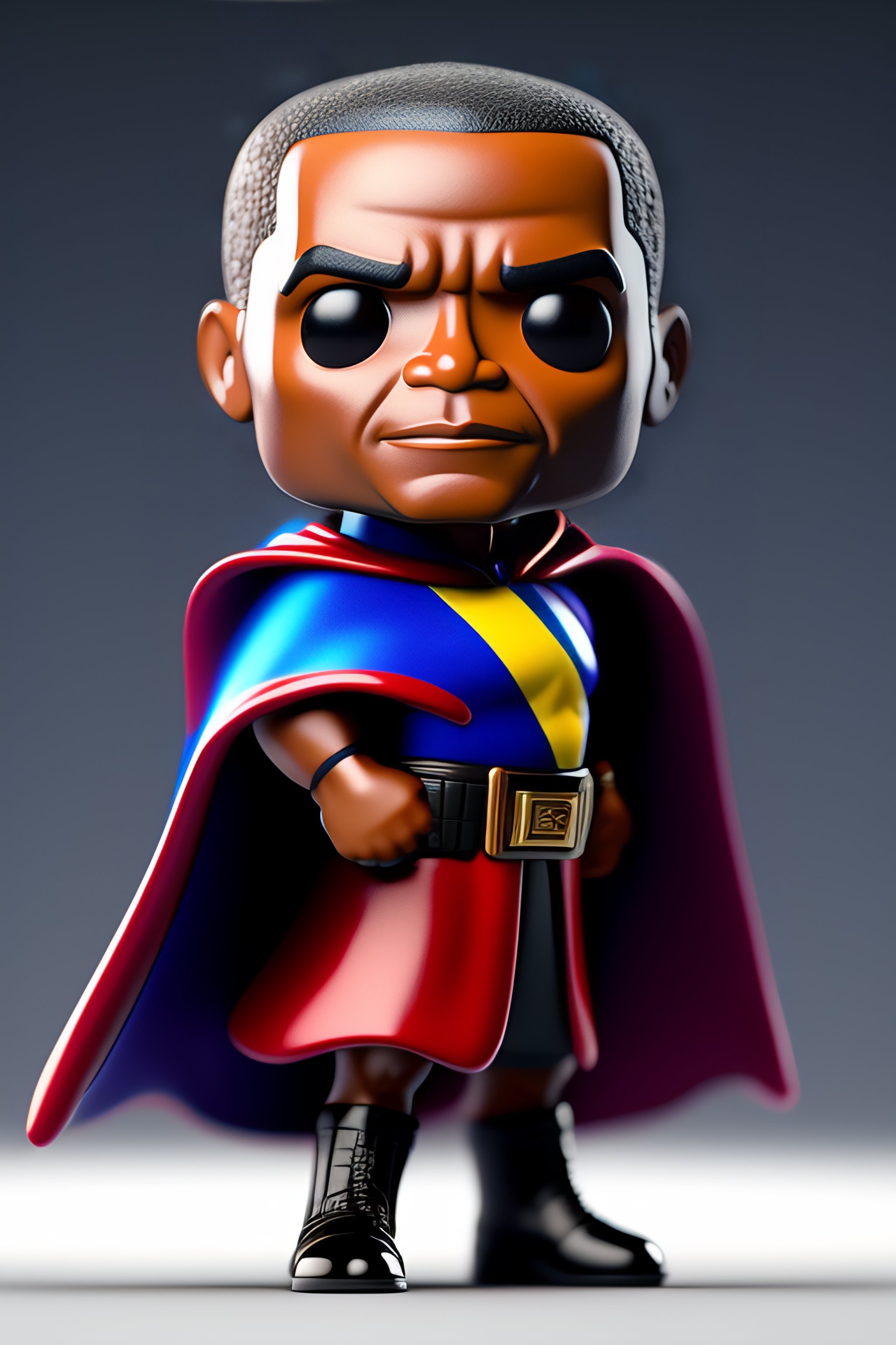 Lexica - 3d render of funko pop obama wearing a brazilian superhero cape