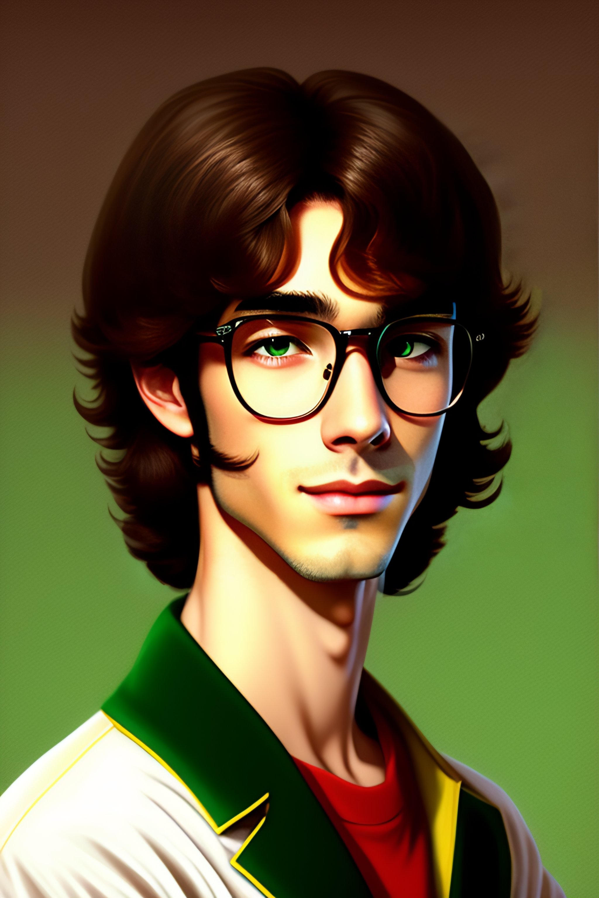 Lexica - Anime style 90's vintage italian 25 years old boy, long brown ...