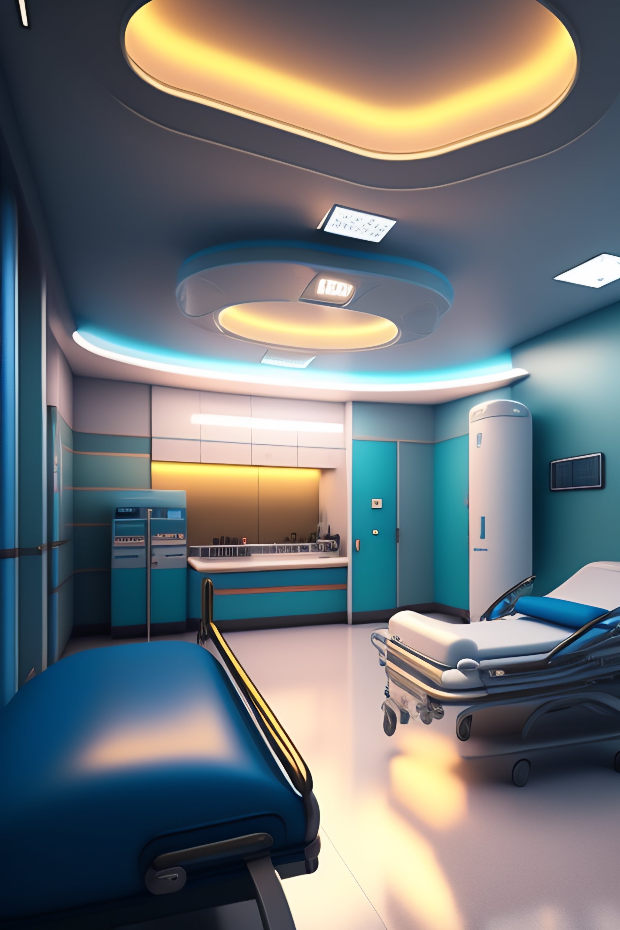 Lexica - Year 2123 hospital emergency room, advanced medicine, 4k, lumen