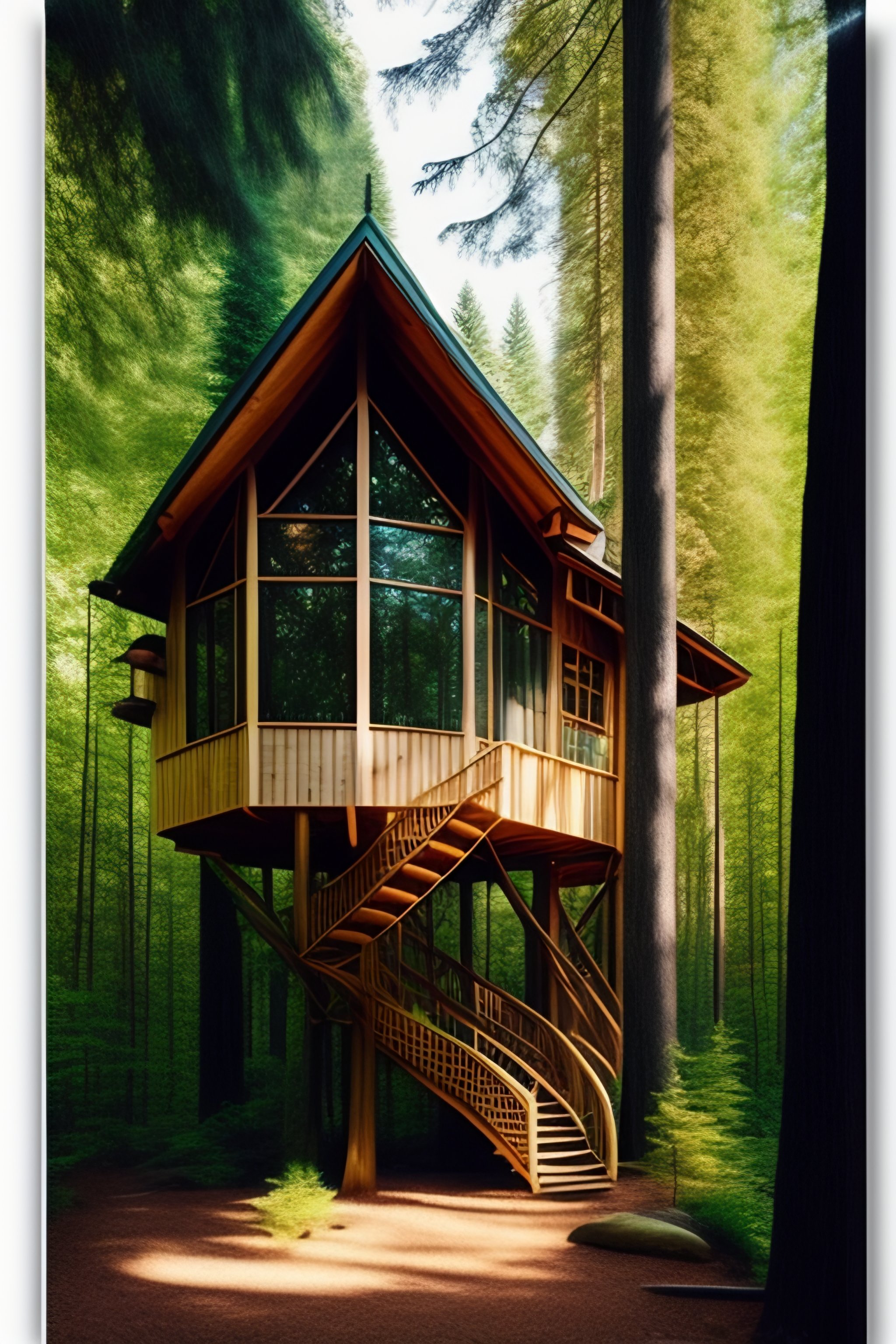 Lexica - Golden treehouse in lush forest, better homes and hardens ...