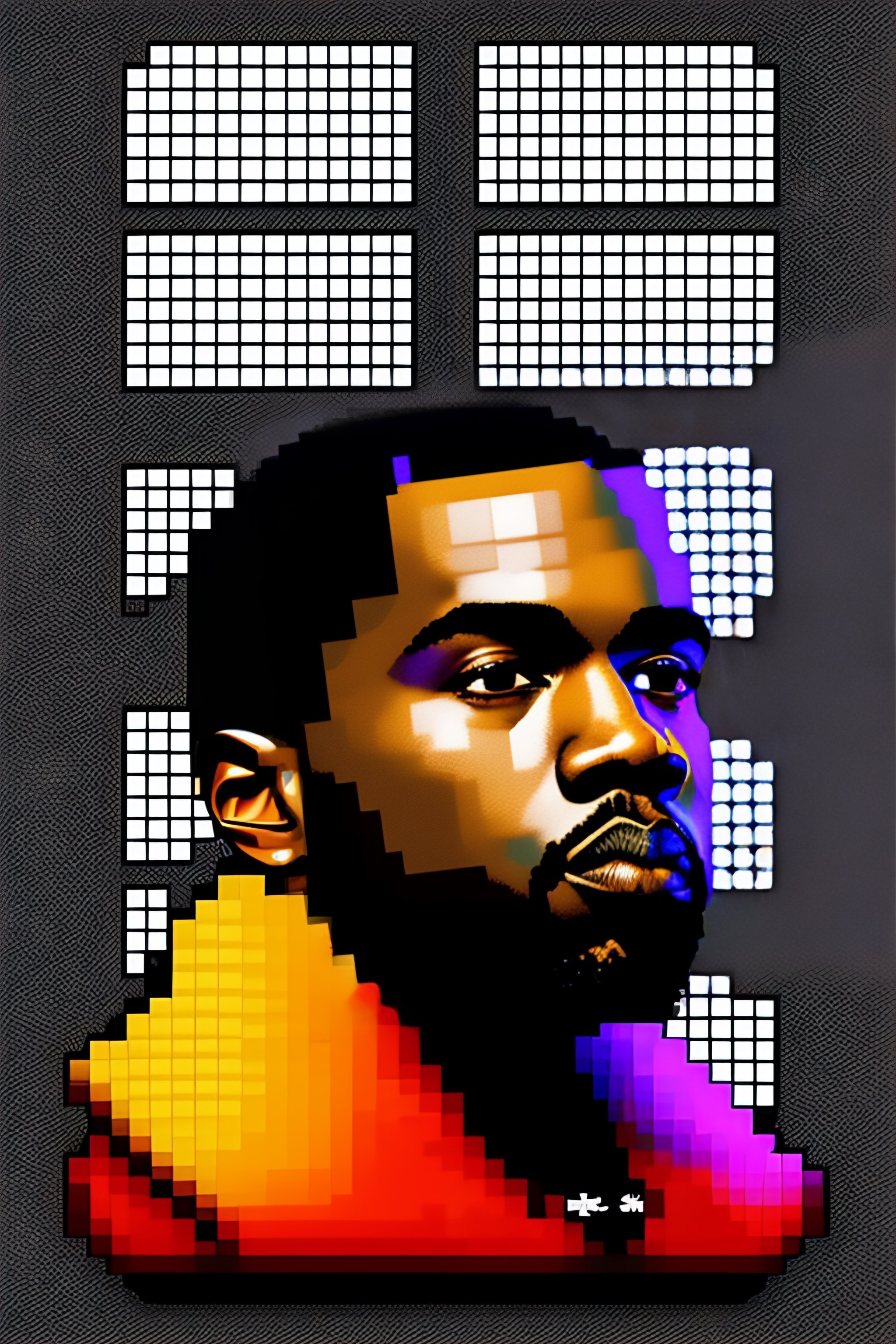 Lexica - Make a 2d kanye west pixel art with swastika flag in his hands