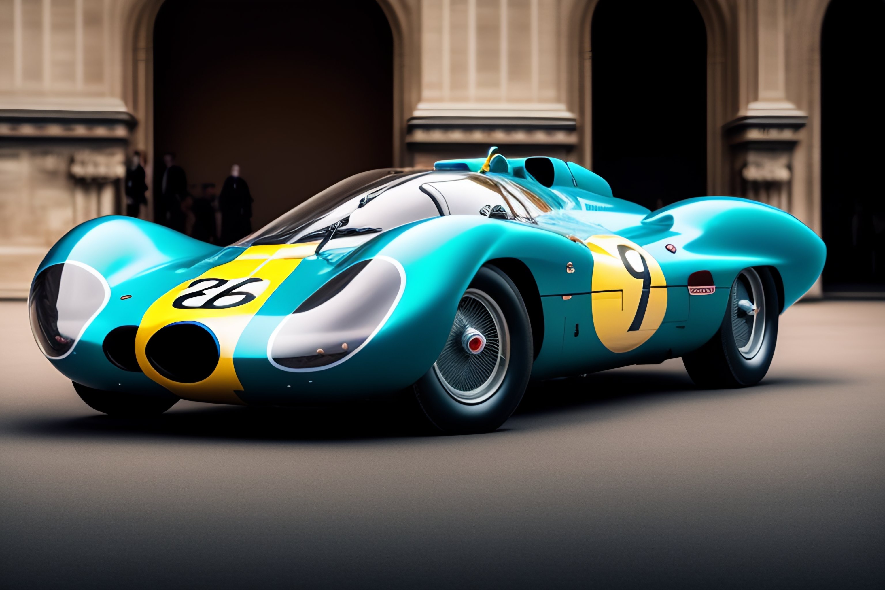 Lexica - Side of a 1966 Bugatti prototype race car at Le Mans