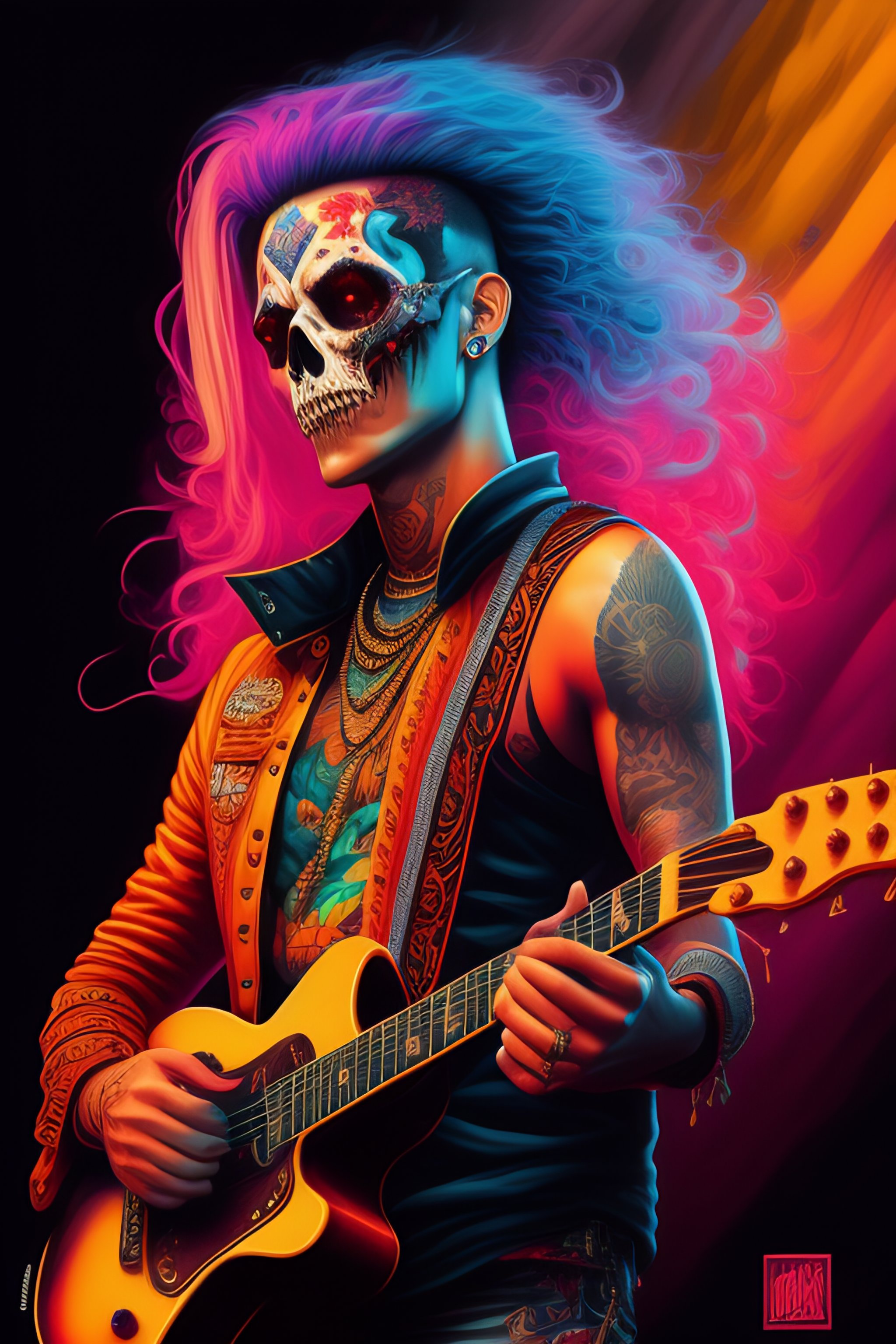 Lexica - Zombie punk rocker playing guitar, tristan eaton, victo ngai ...