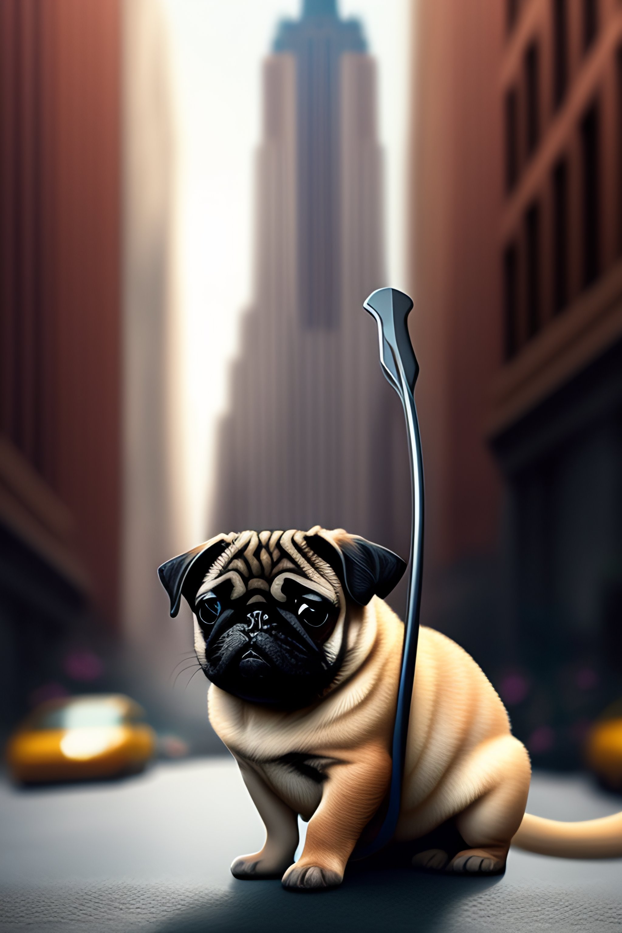 Lexica - Pug gigante subido a la antena del empire state
