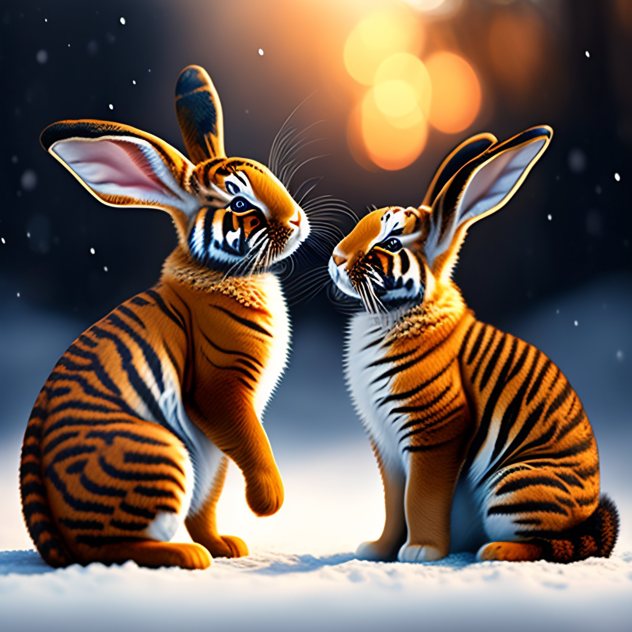 Lexica - Bunnies with tiger's fur greeting the new year