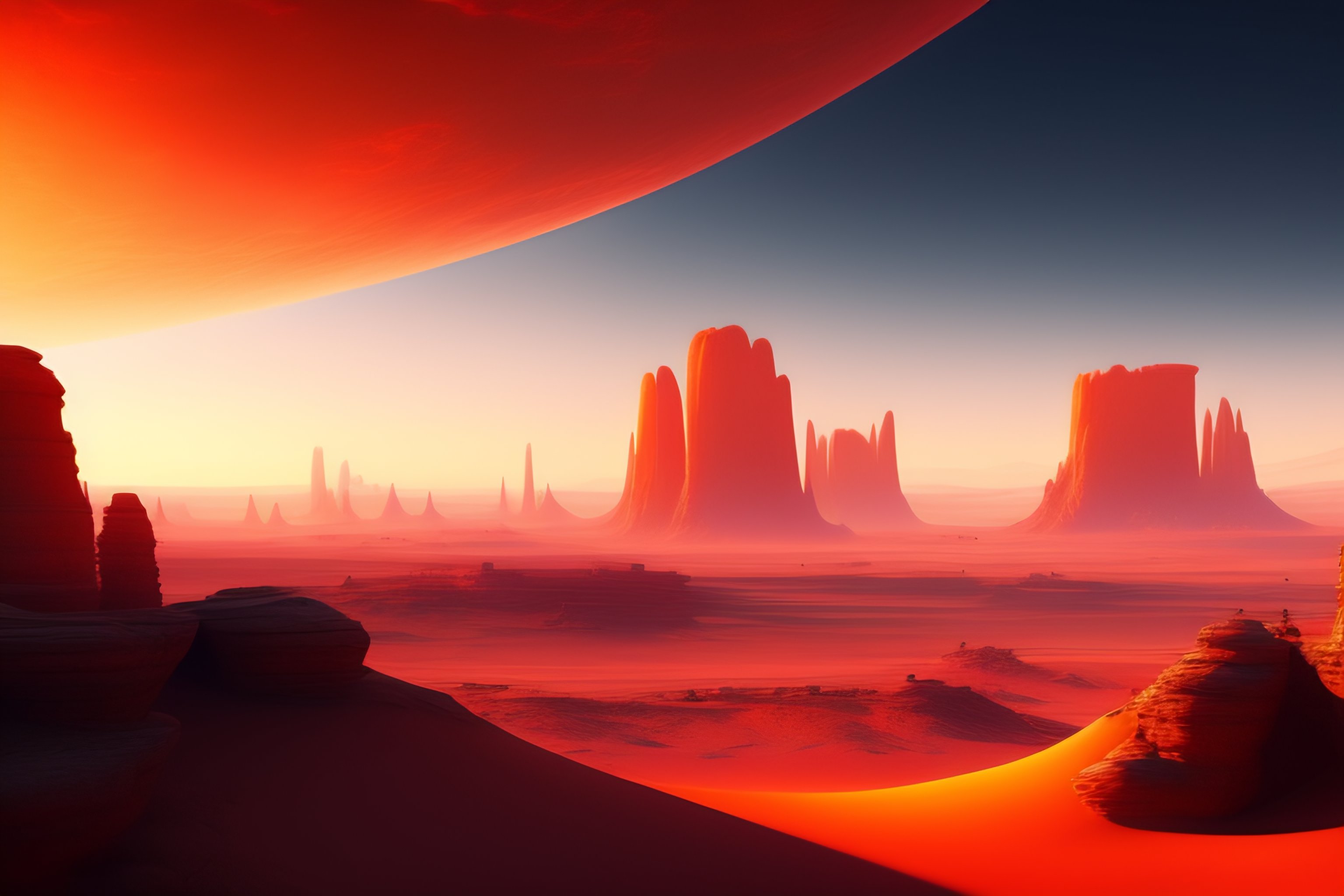 Lexica - Futuristic red environment city enclosed within a glass dome ...