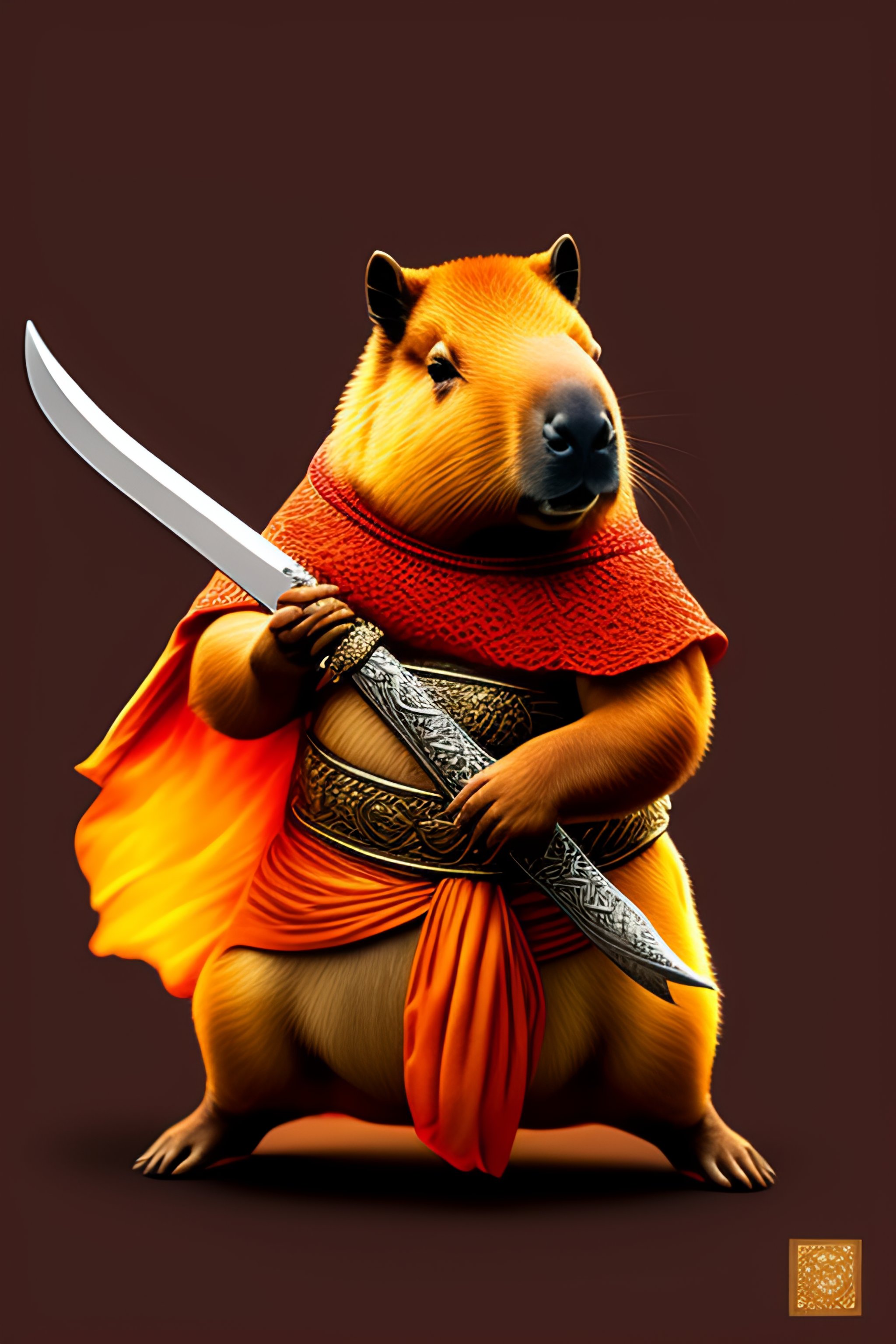 Lexica - Capybara dress of king raising a sword in a dark soul , 2d ...