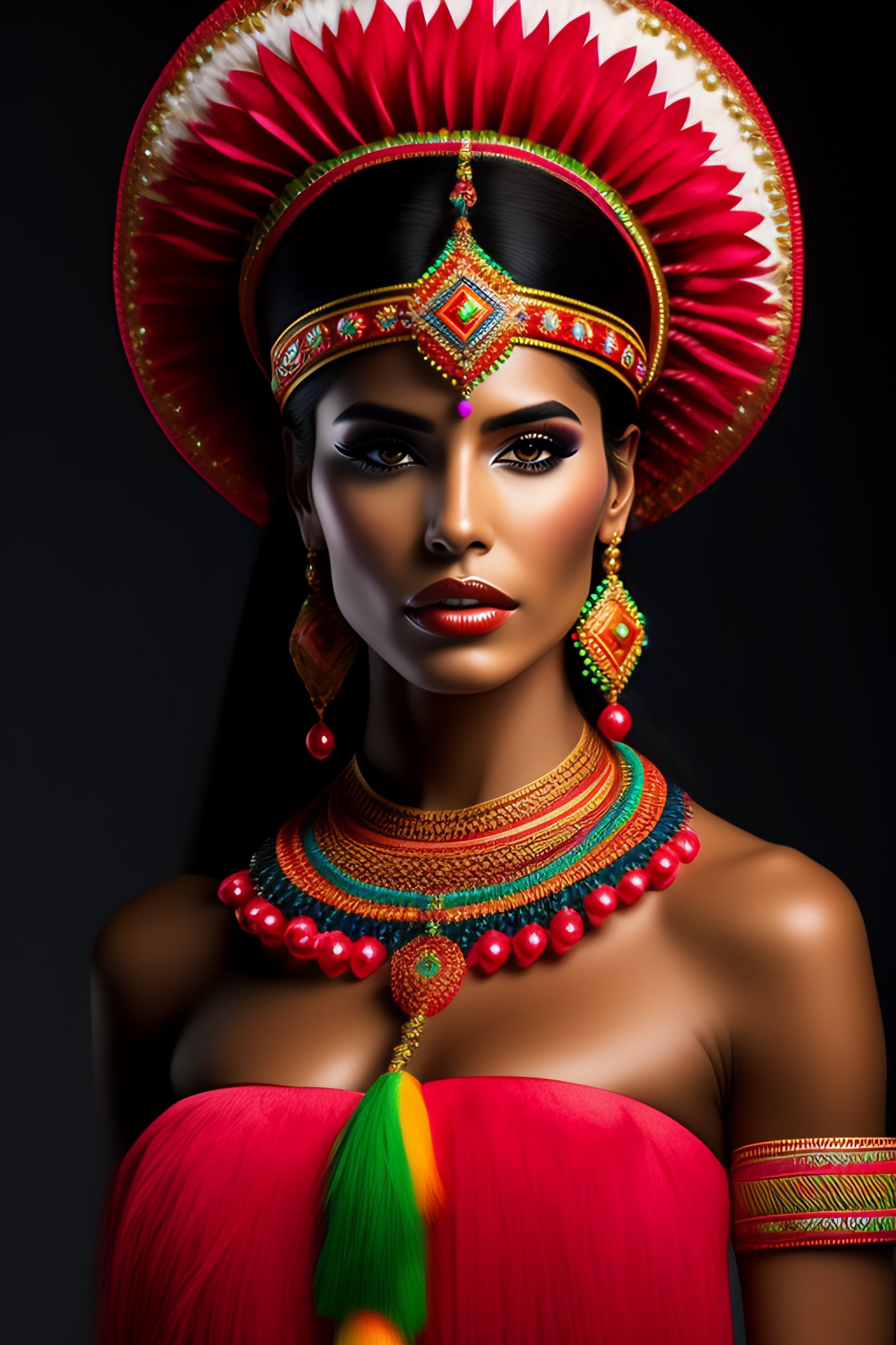 Lexica - Colombian brazilian mexican tall princess, tribal ropes pearls ...