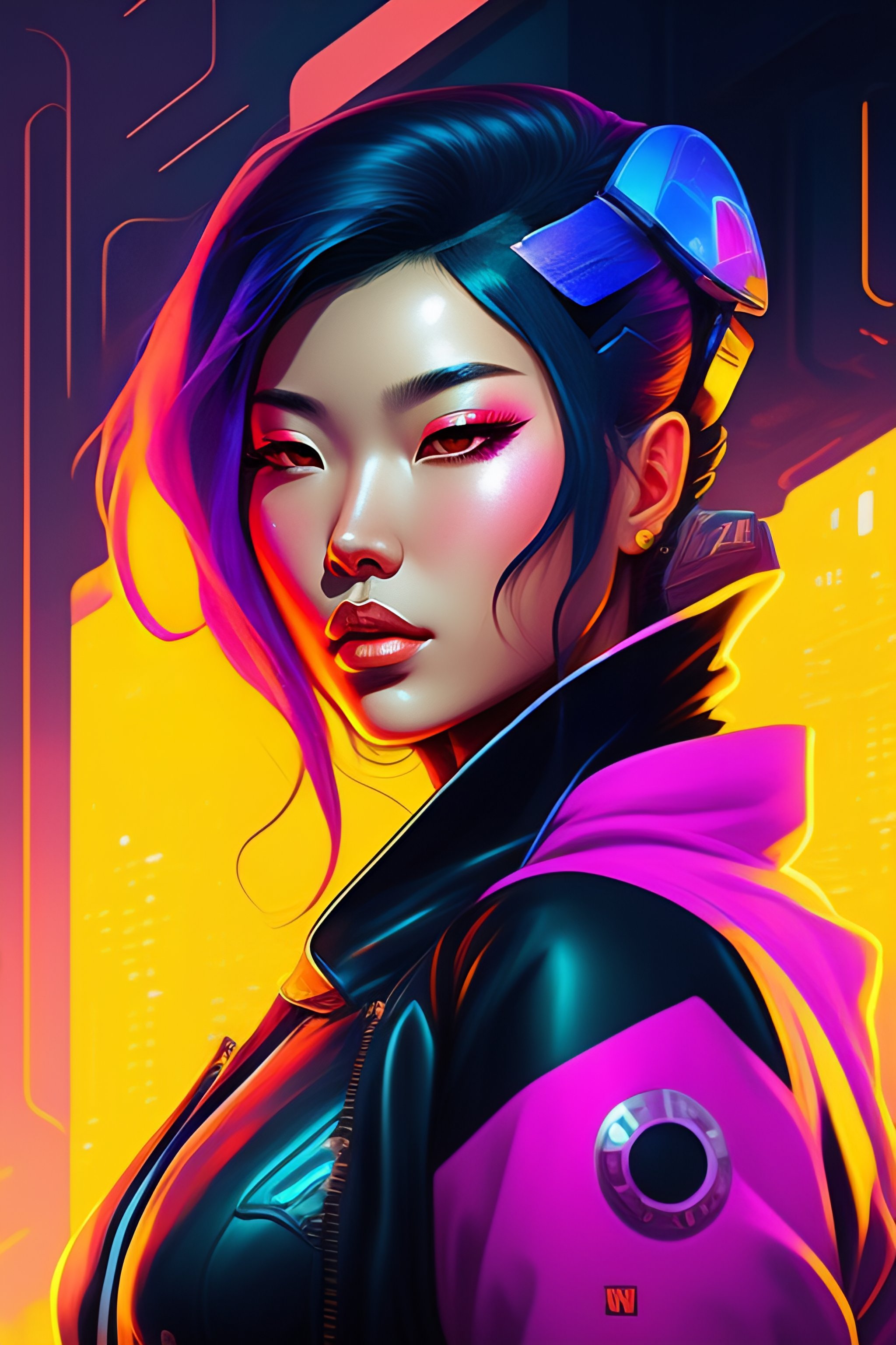Lexica - A colorful comic noir illustration painting of a cyberpunk ...