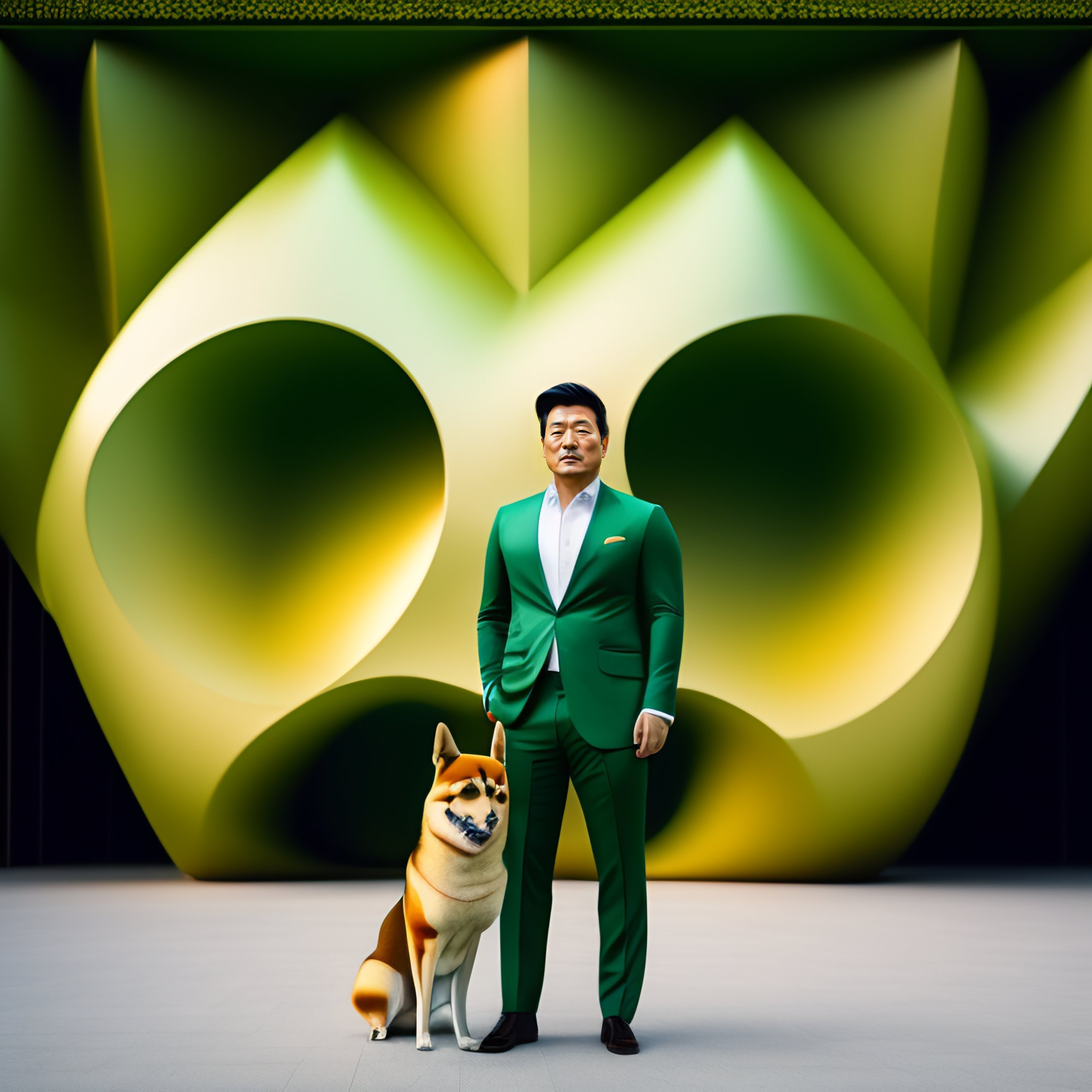 Lexica - Medium Shot of a shiba inu dressed in a fancy green suit in ...