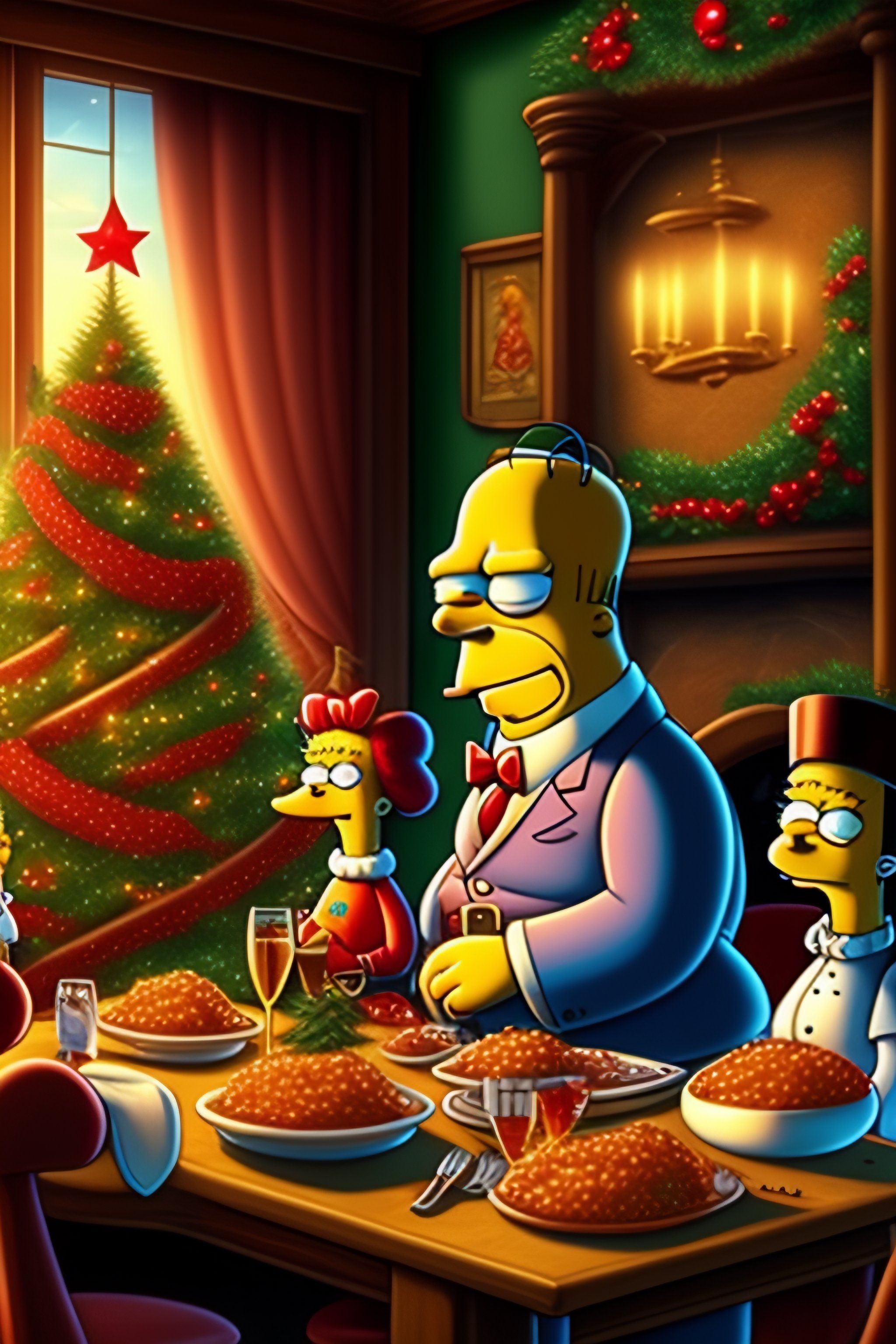Lexica - A simpsons on a christmast dinner, 25th december