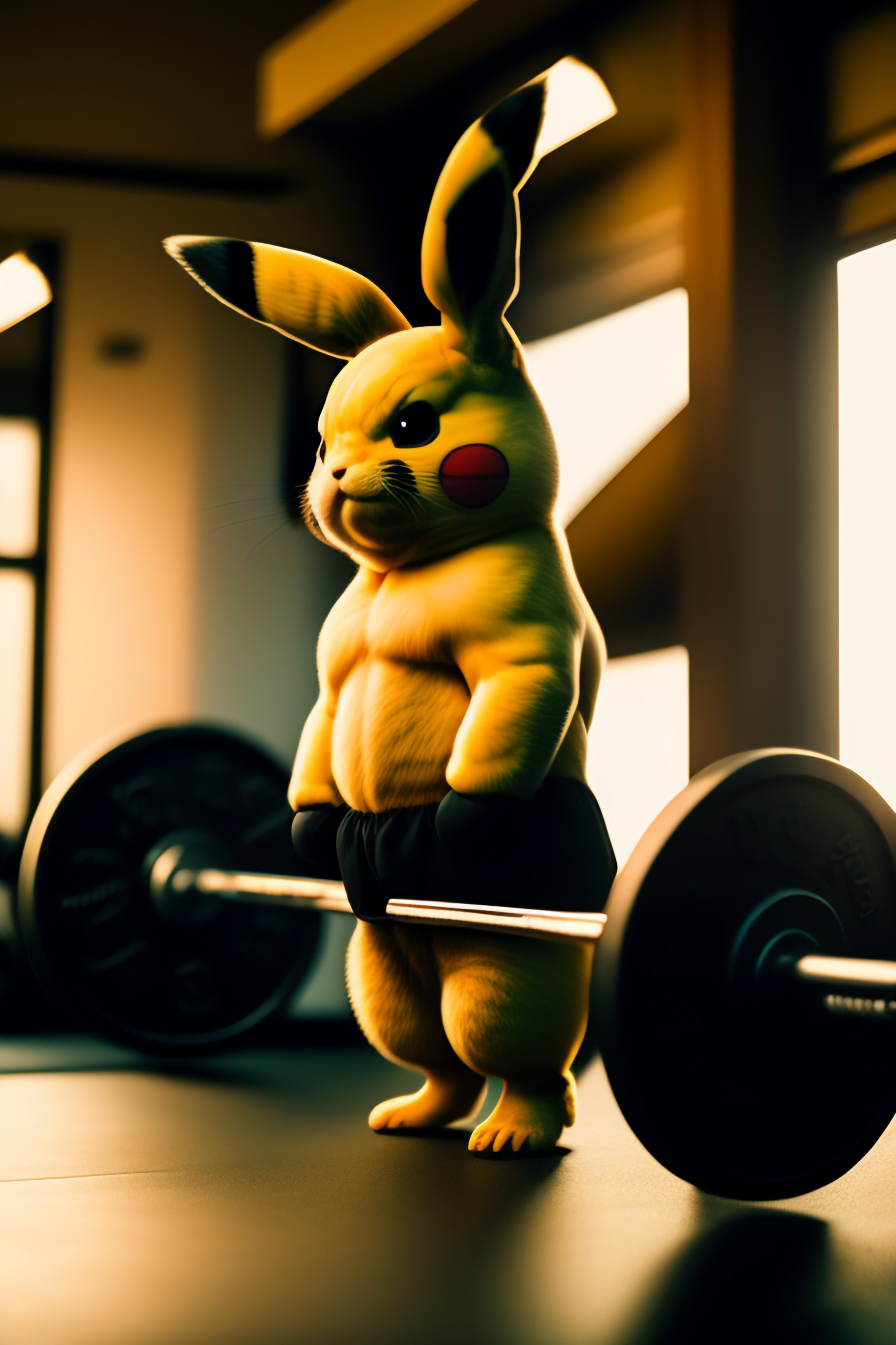 Lexica - Pikachu doing deadlifts and getting swole at a luxury gym ...