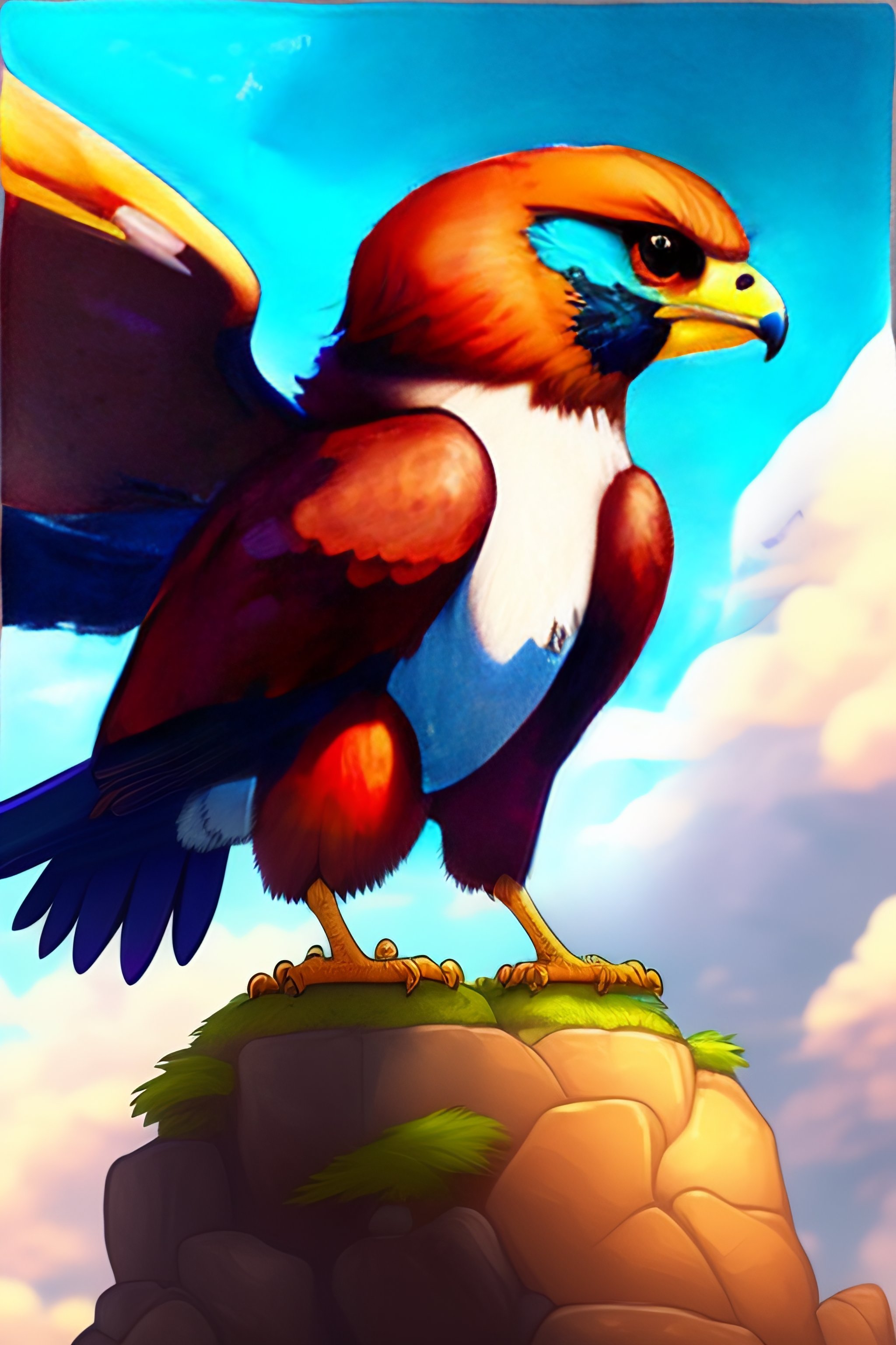 Lexica - Anime illustration of a falcon that looks like a hawk and ...