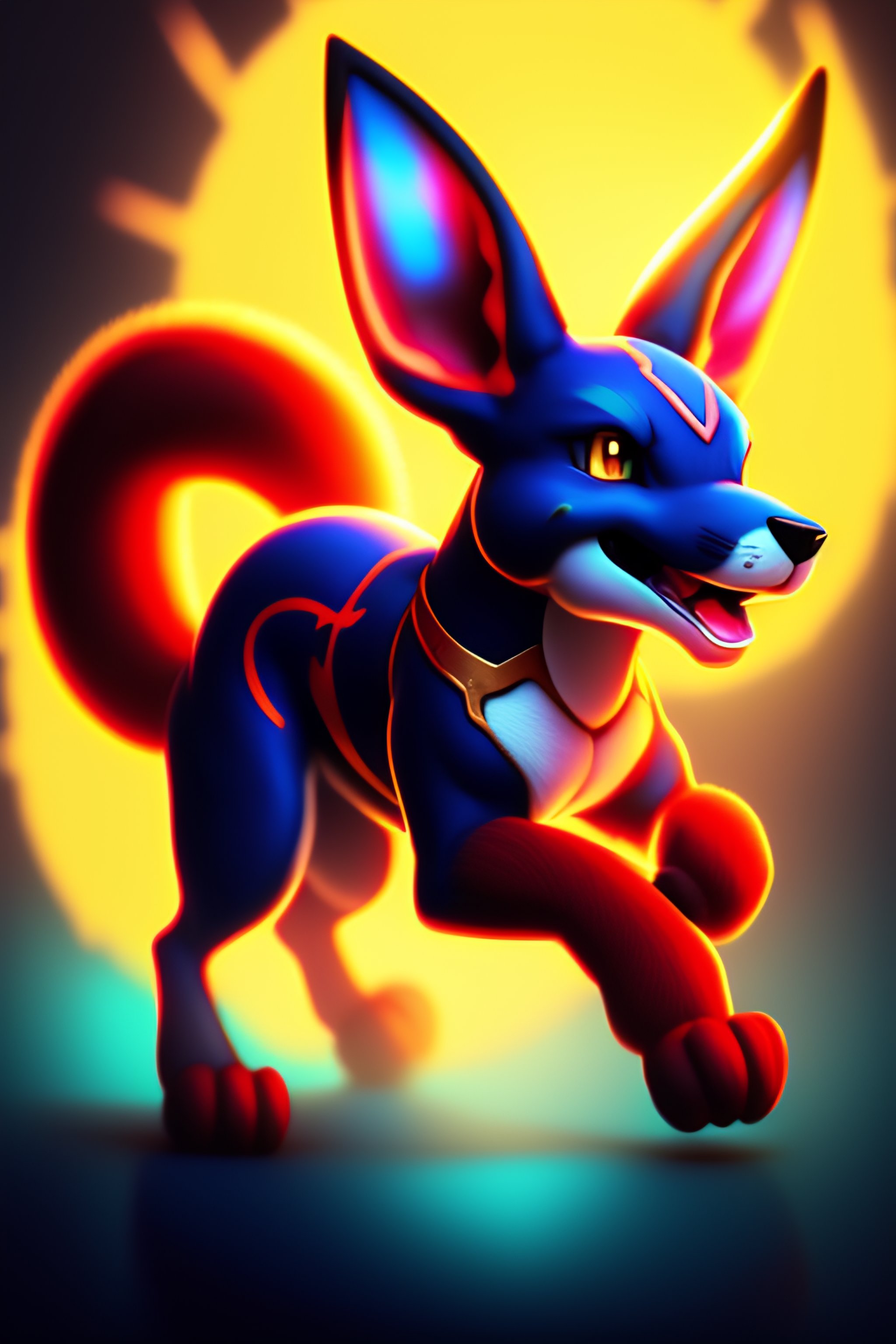 Lexica - Lucario stands tall and proud, its powerful muscles rippling ...