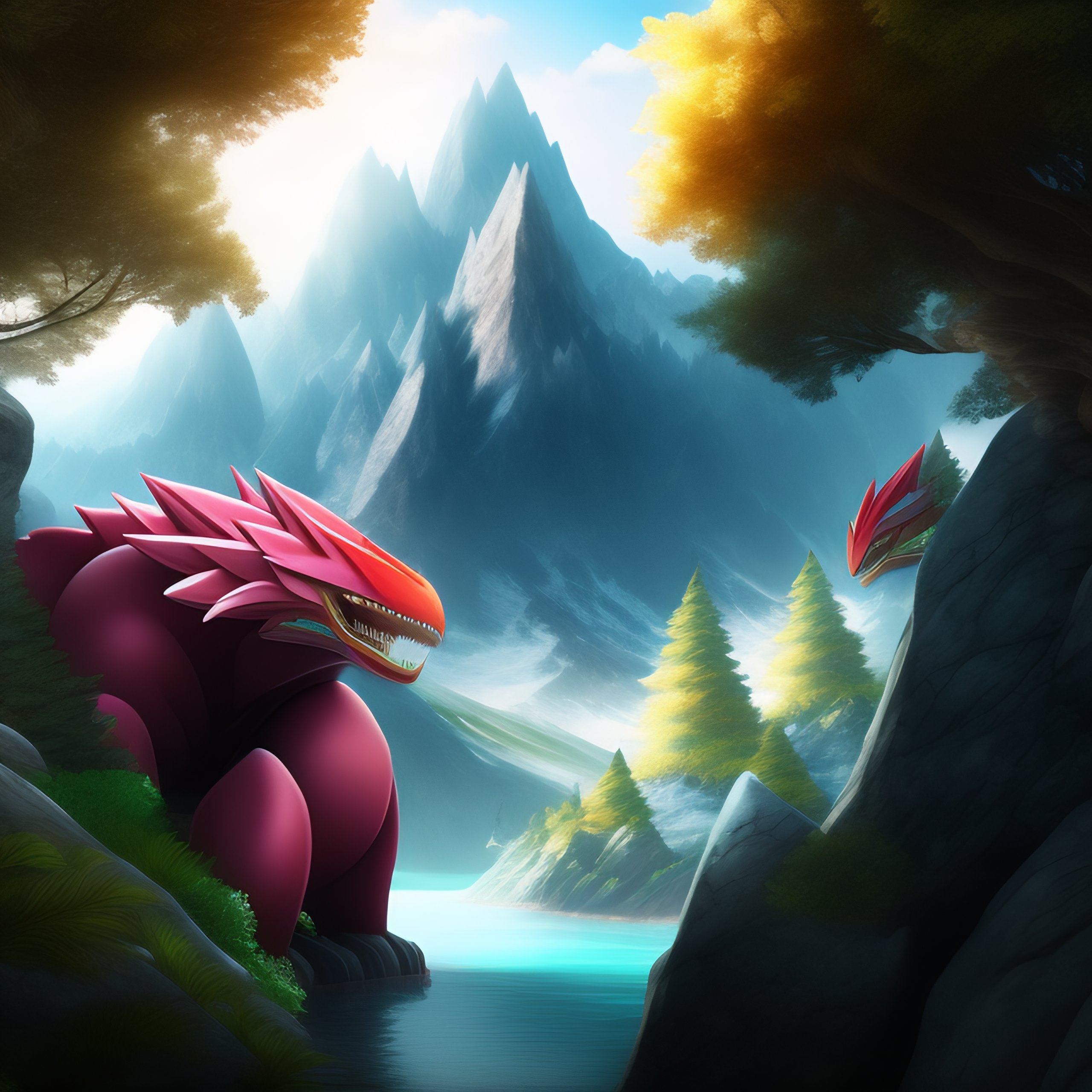 Lexica - Pokemon in the mountain photo, 4k hd photo, sharp photo ...