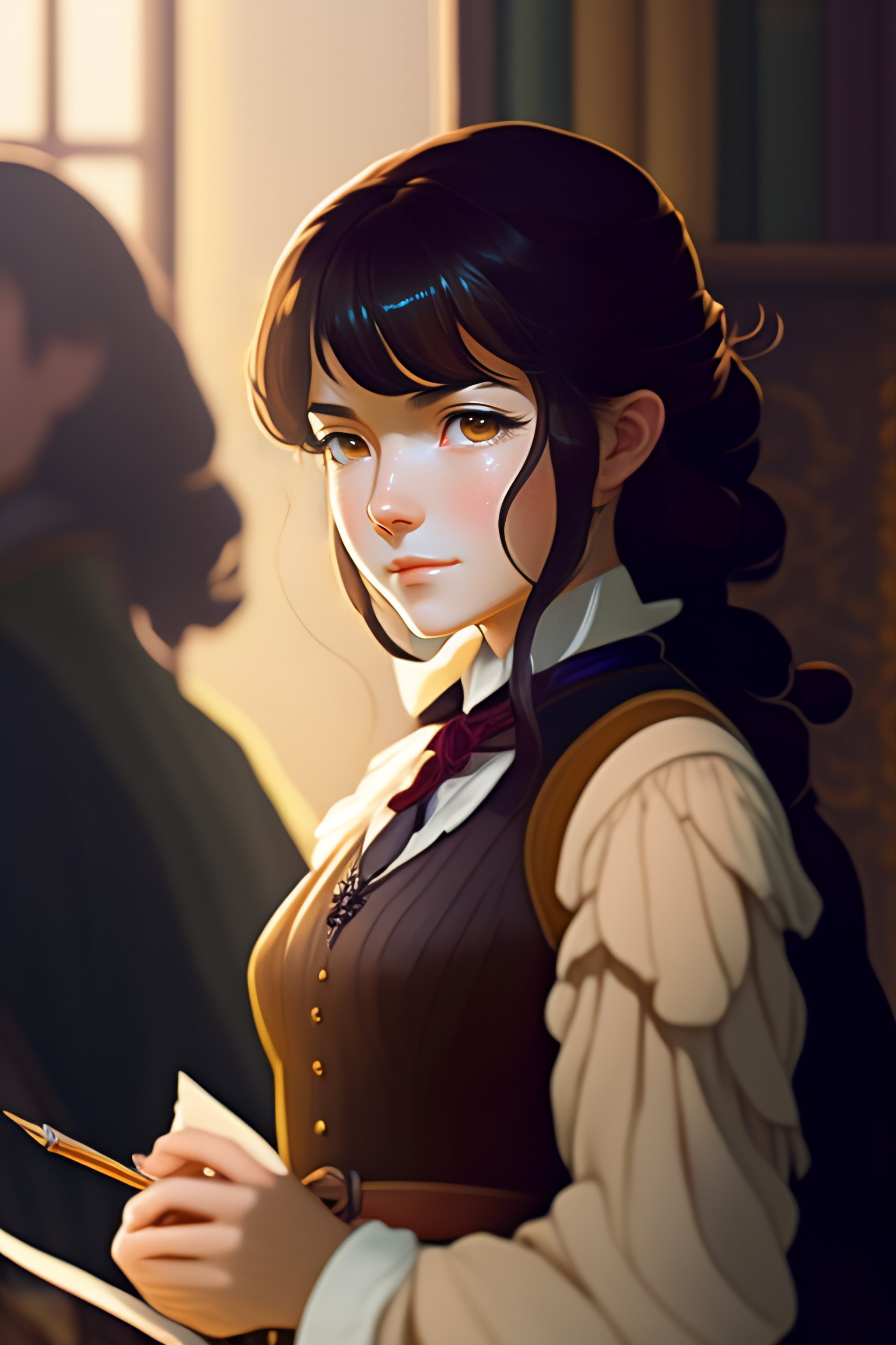 Lexica - Taking notes solo 1girl renaissance medieval fantasy film noir ...