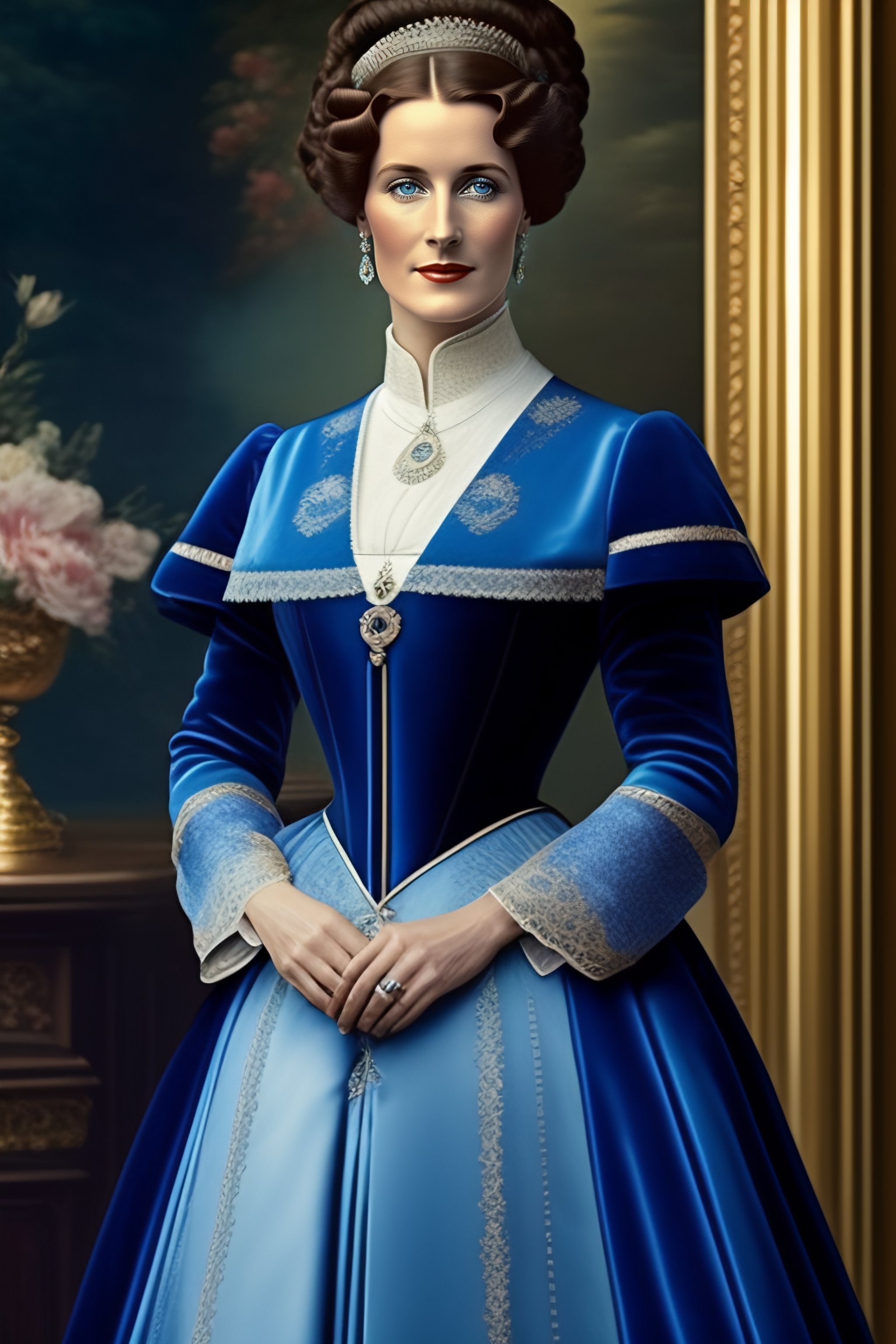 Lexica - Picture of an edwardian duchess wearing blue edwardian dress