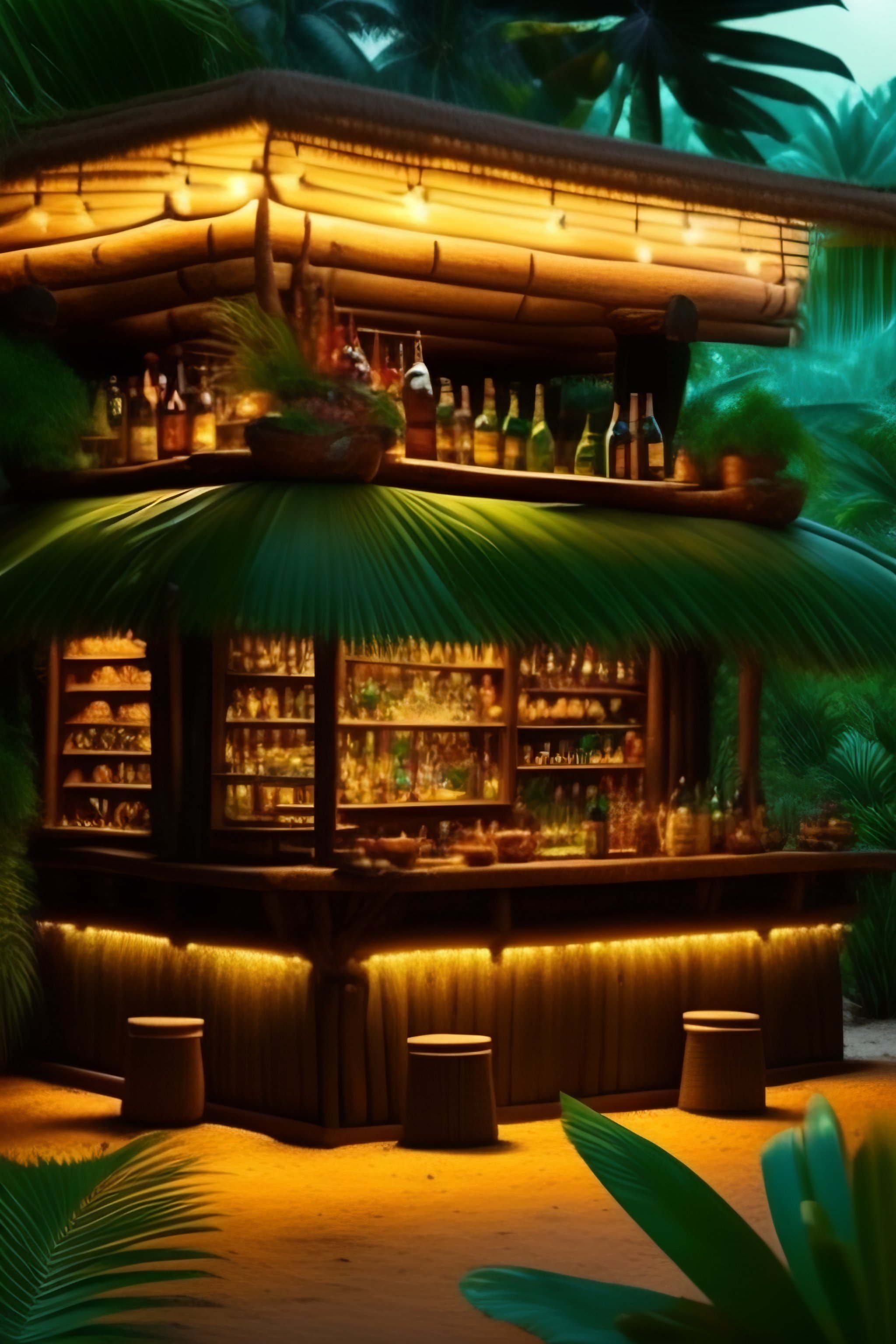 Lexica - Tropical bar in jungle, and indian bartender