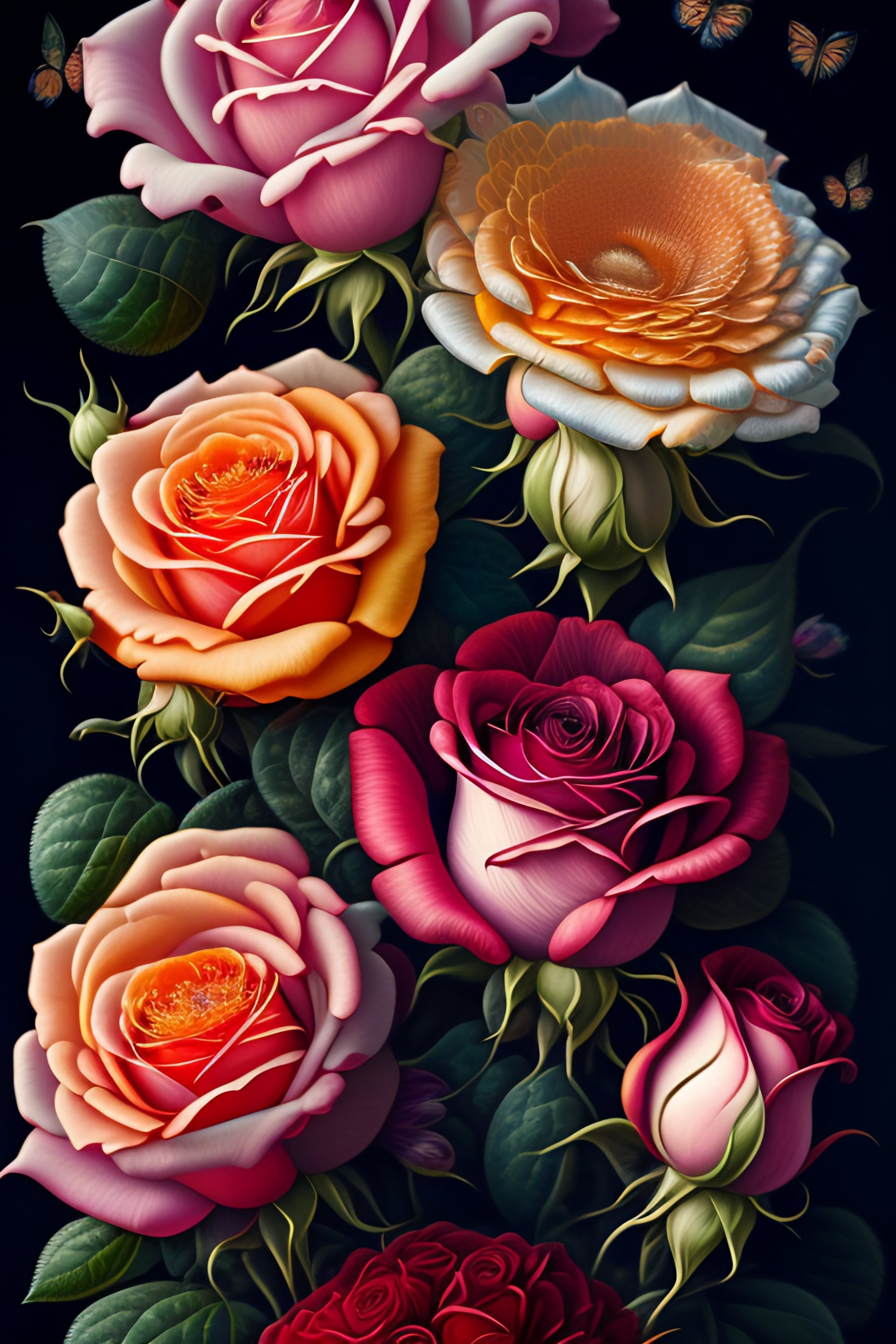 Lexica - An ultra hd detailed painting of many different types of roses ...