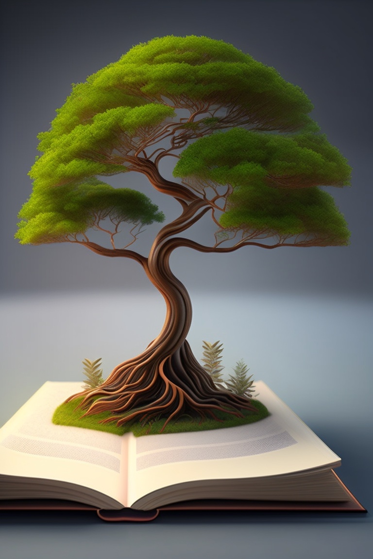 Lexica - A tree with roots in the shape of a book, symbolizing ...