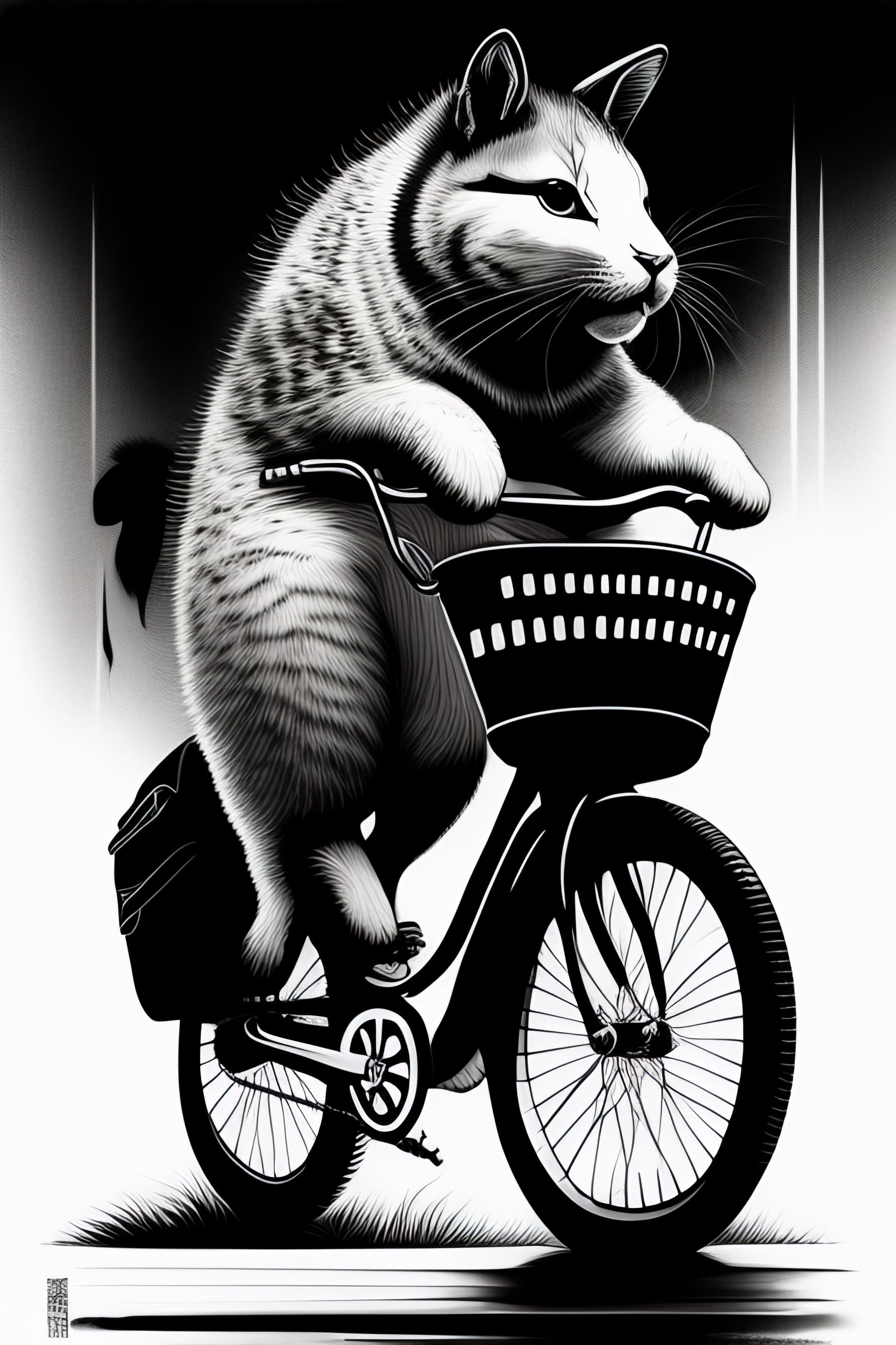 Lexica - Animal riding a bicycle. Illustration. Line Art. Kim Jung Gi ...