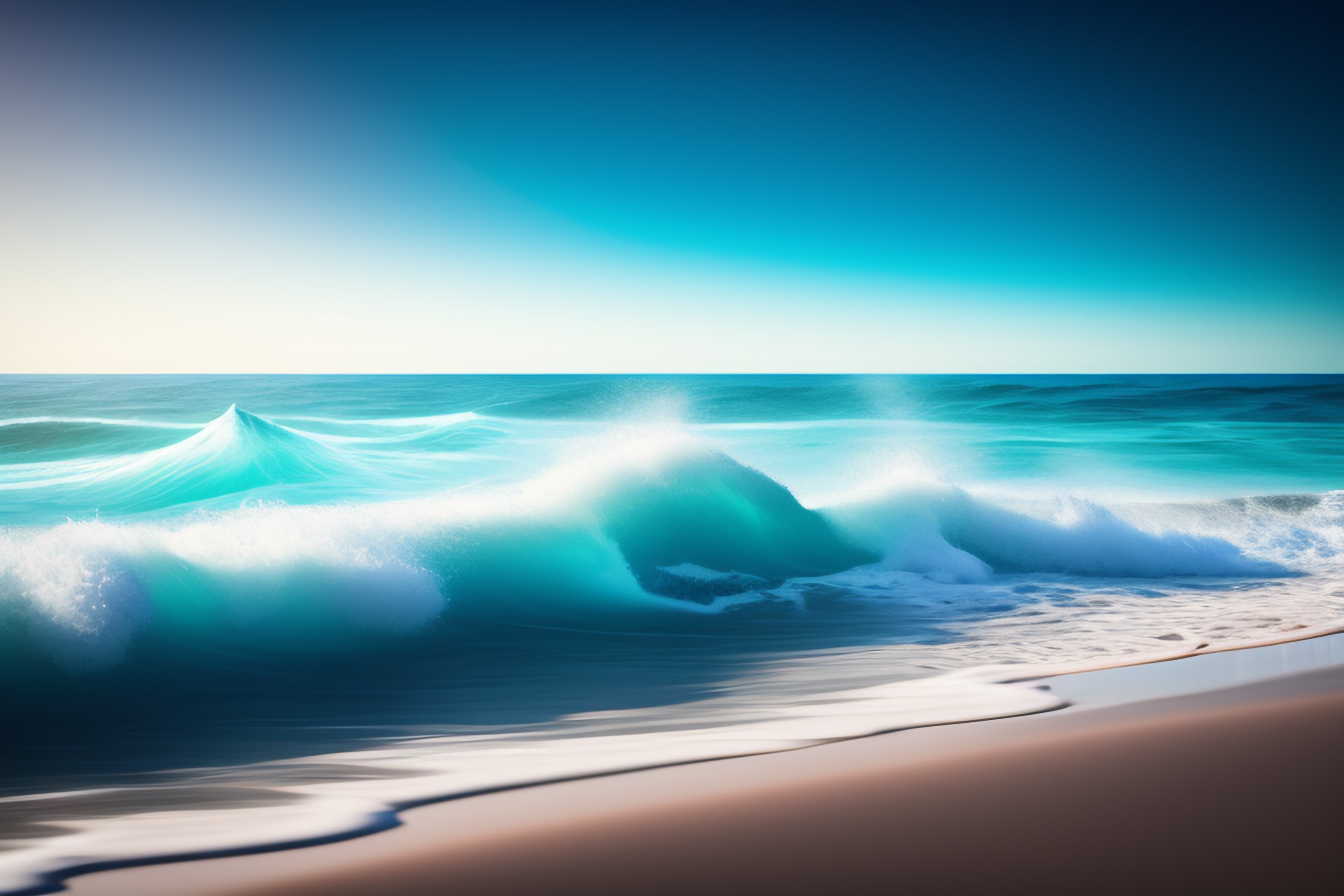 Lexica - Dynamic ocean view on a beach, cinema, sharp focus, intricate ...