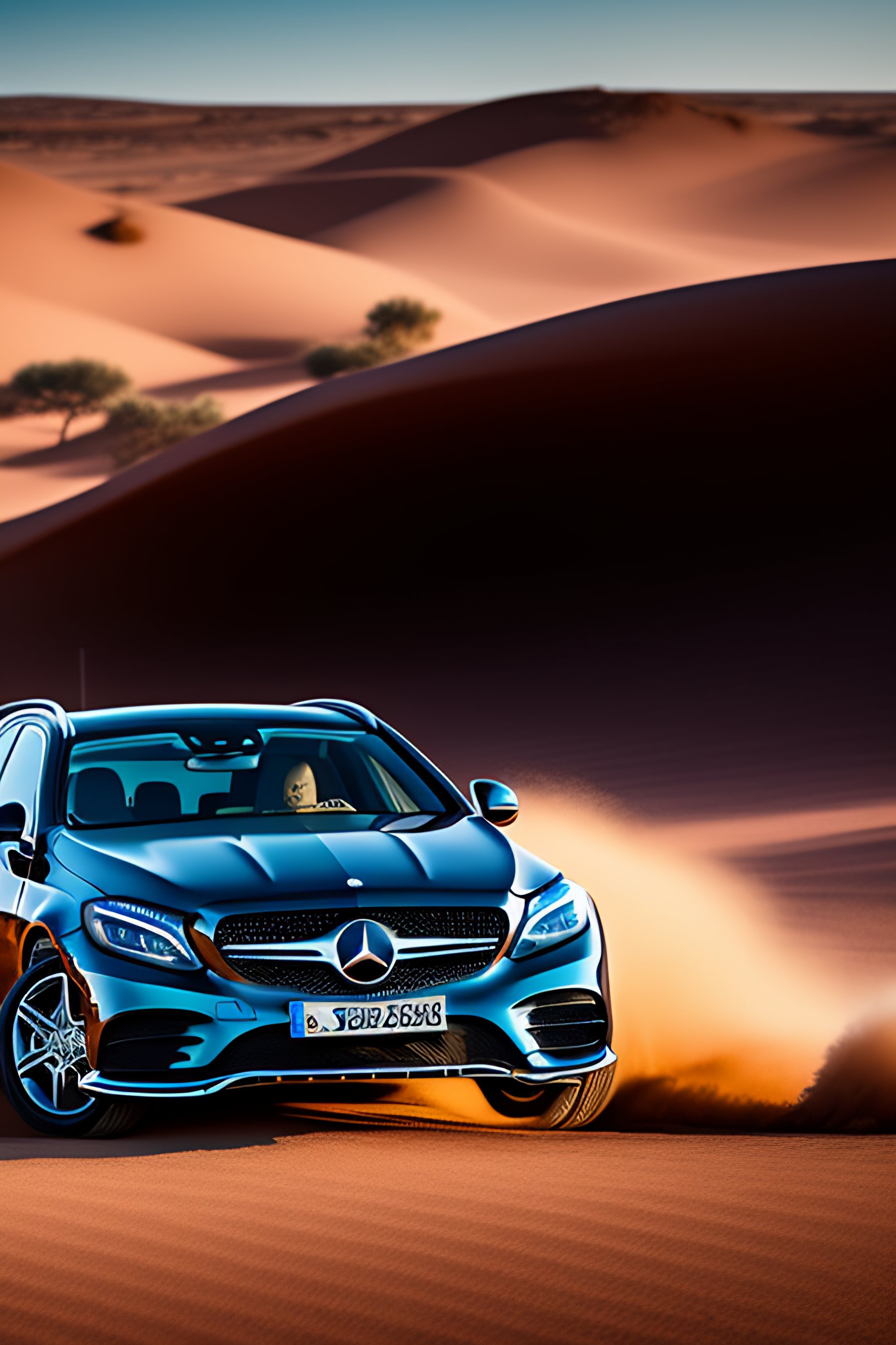 Lexica - Mercedes clase c 220d azul en desierto